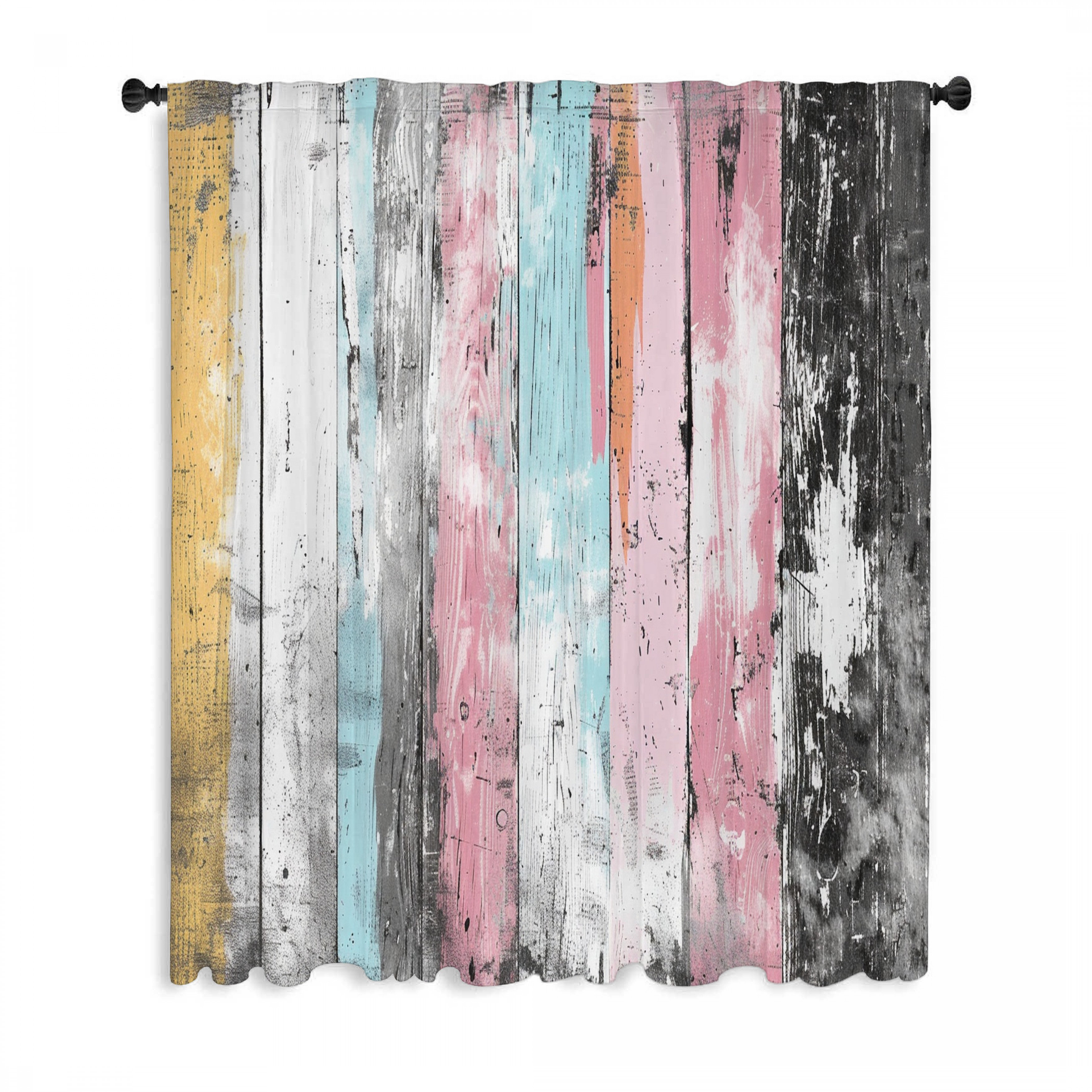 One Allium Way® Wood Window Curtains, Texture Blockout & Sheer Curtains ...