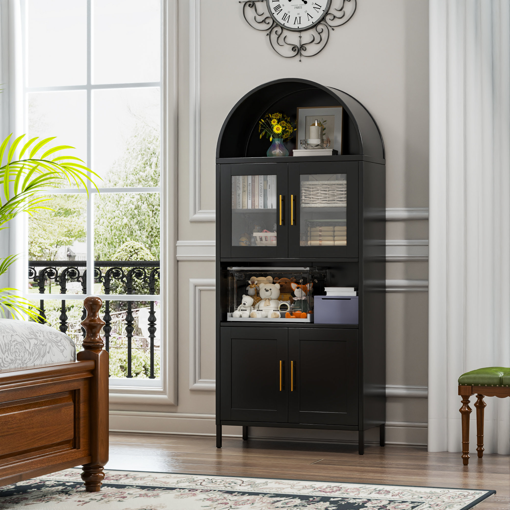 GangMei 30.71 In. W X 72.83 In. H X 15.35 In. D Arched Steel Freestanding Cabinet With ...