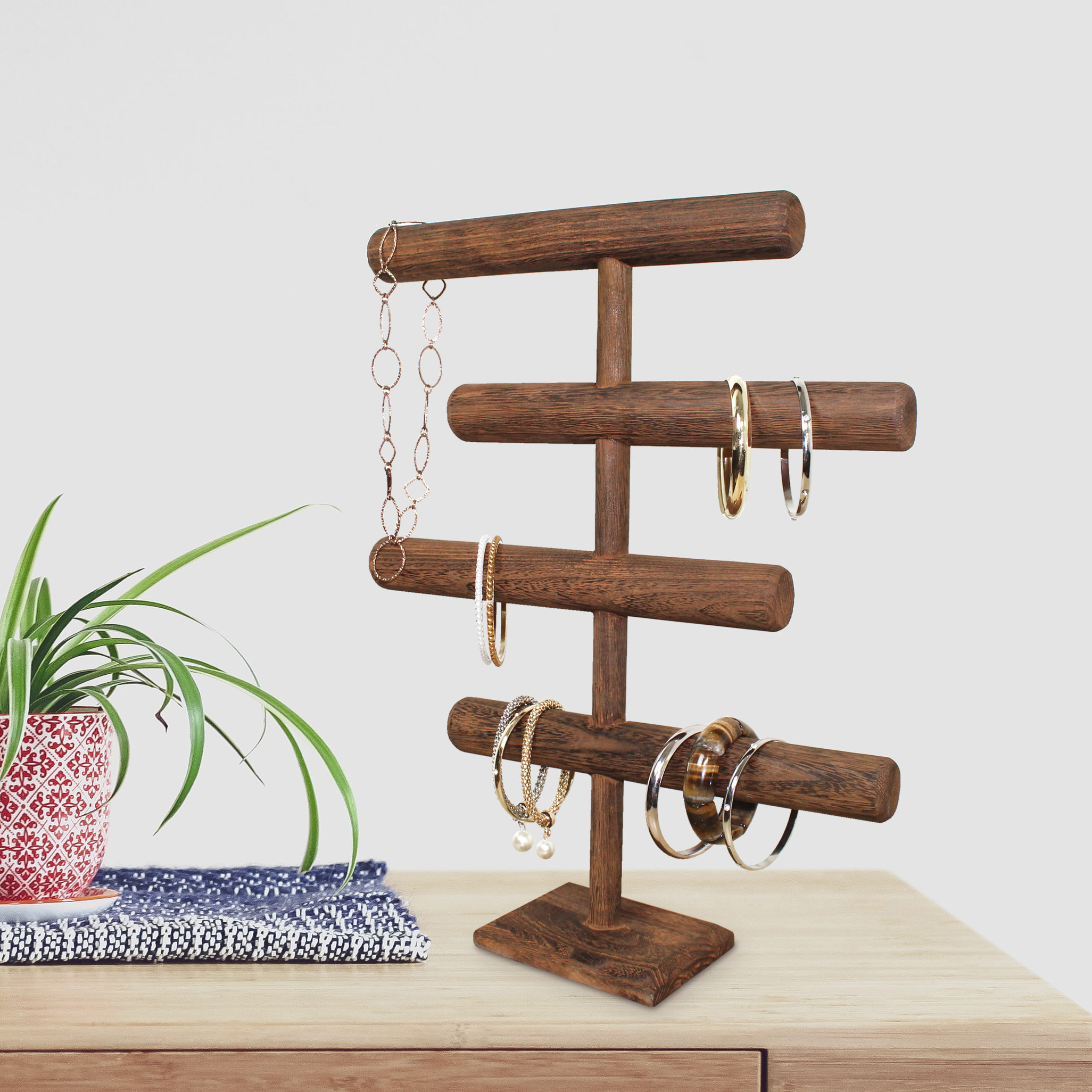 Loon Peak® 4-Tier Wooden Jewelry Stand & Reviews | Wayfair