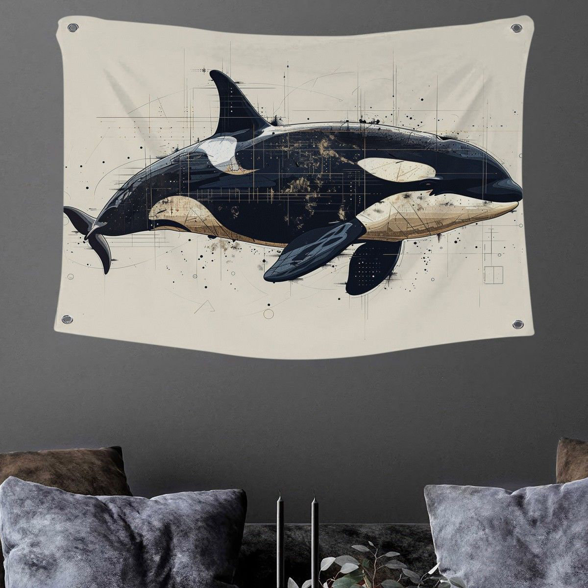 East Urban Home Killer whale Wall Tapestry - Marine life Wall Decor ...