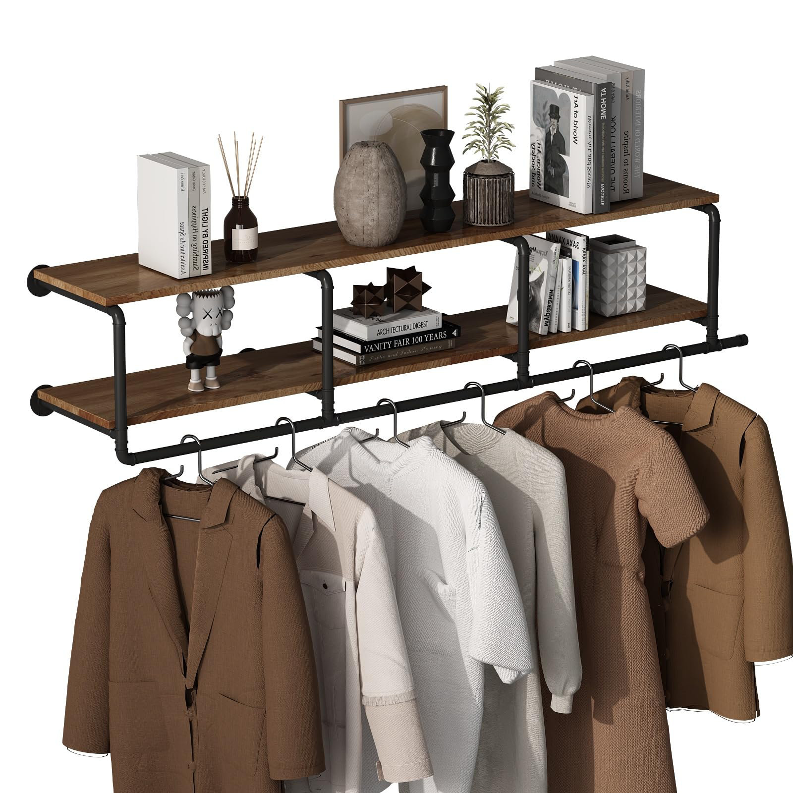 17 Stories 2 Tiers Wall Mounted Clothing Racks | Wayfair