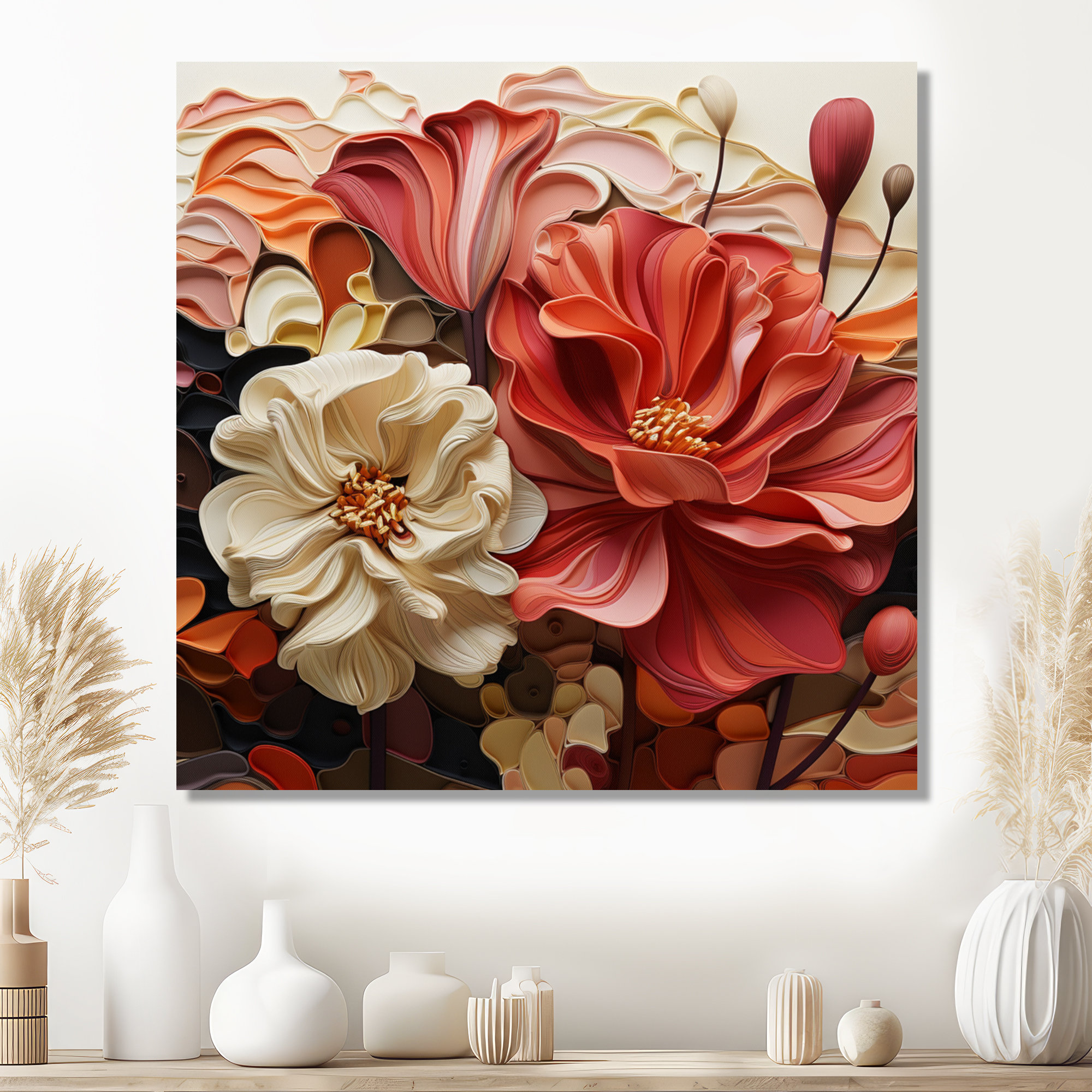 Winston Porter Red And Yellow Magnolias Retro Colors - Magnolias Wall ...