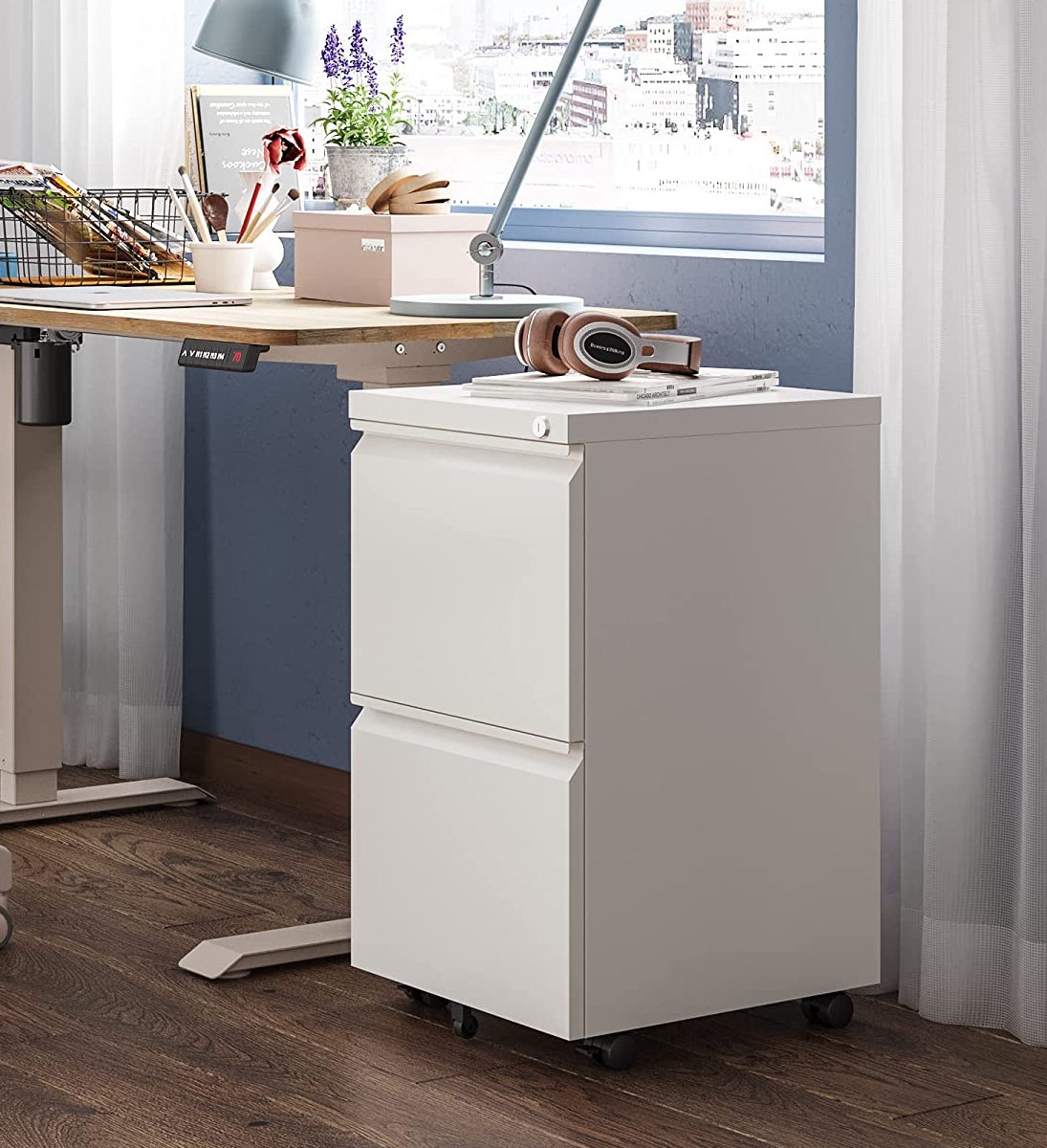 Inbox Zero Kristiina 2-Drawer Mobile Vertical Filing Cabinet, Lockable ...