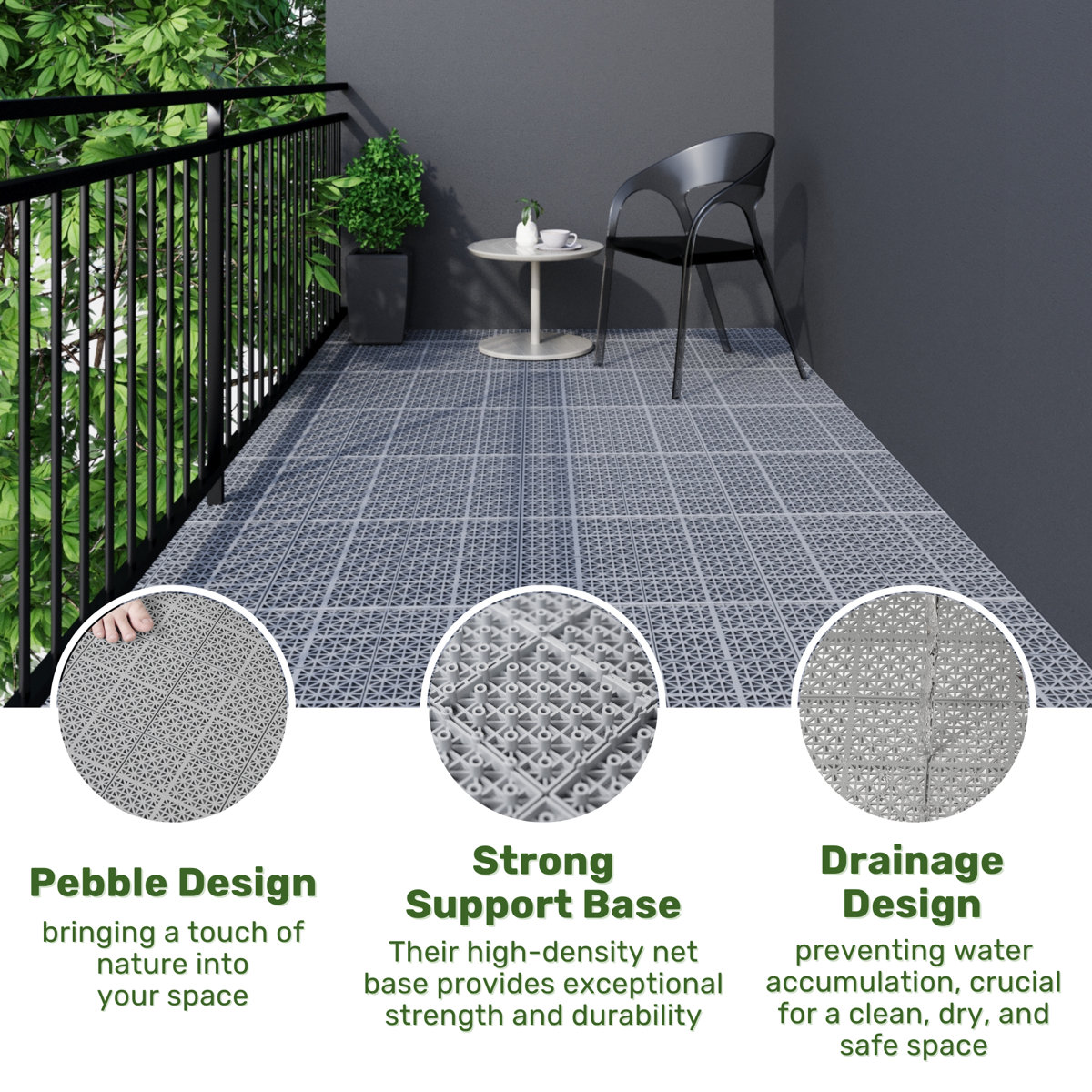 BEEFURNI 12'' L x 12'' W Plastic Interlocking Deck Tile | Wayfair