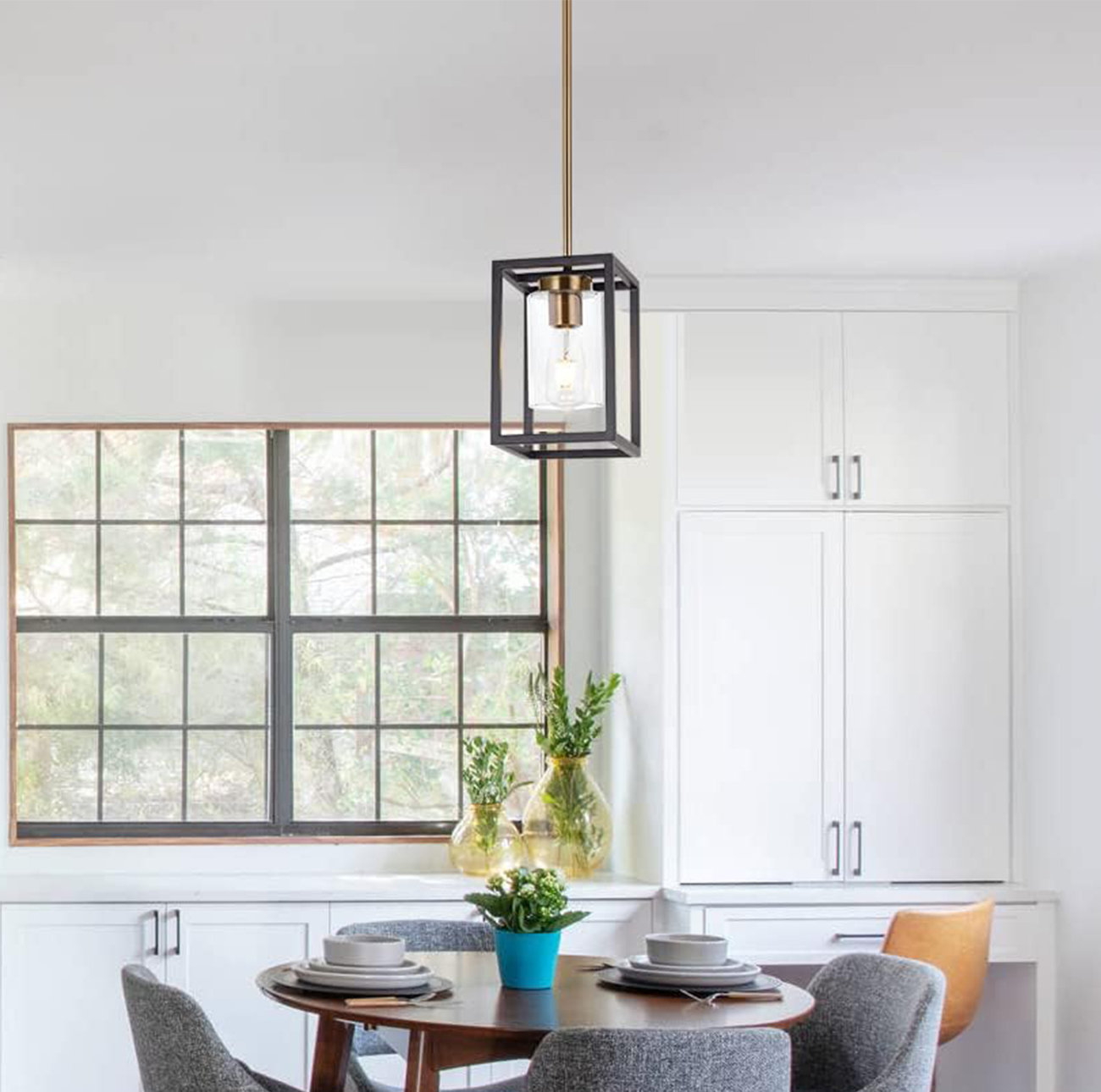 Latitude Run® Modern Chandelier with Clear Glass Shade,One Light Semi ...