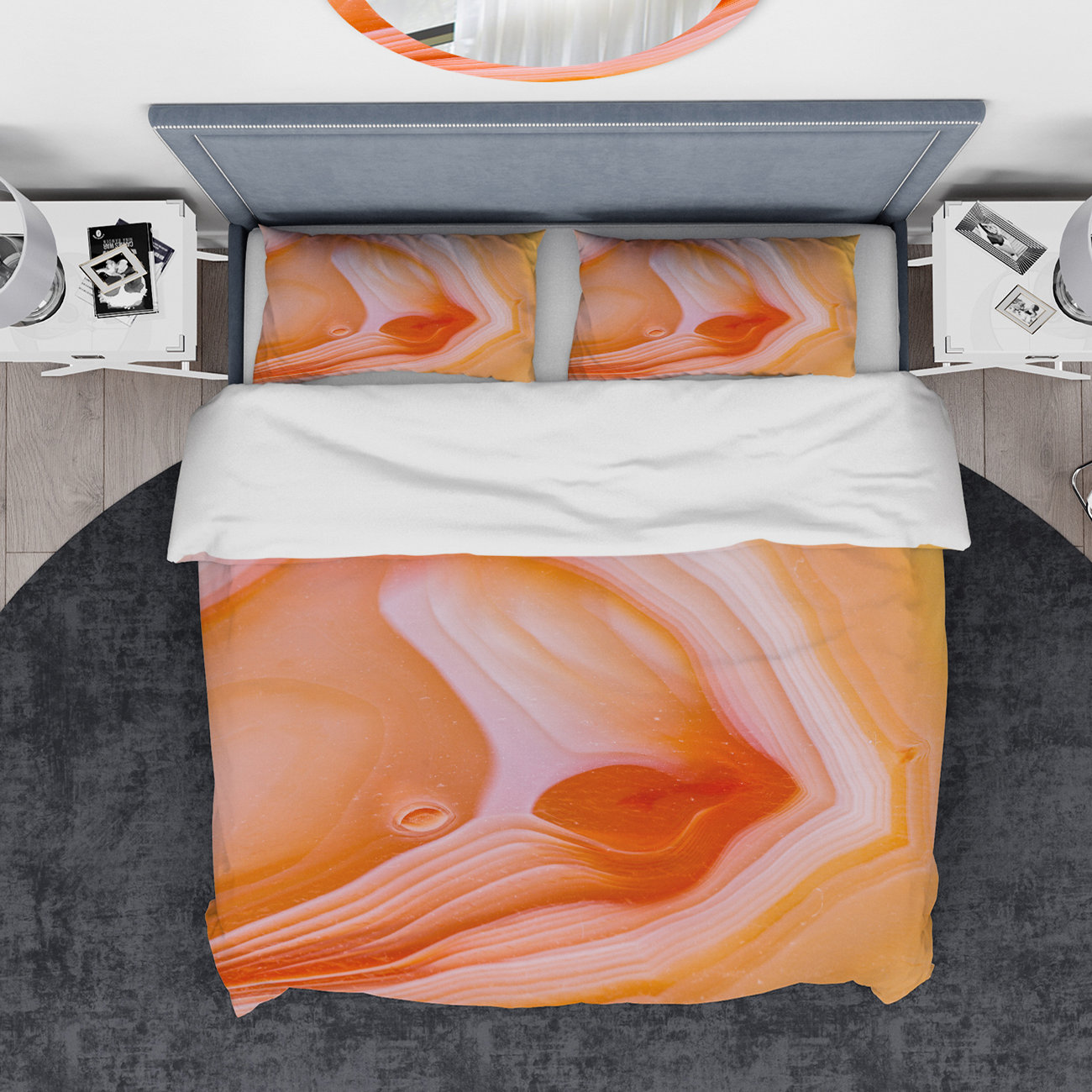 Design Art Mineral Orange Agate - Abstract Duvet Cover Set - Microfiber ...