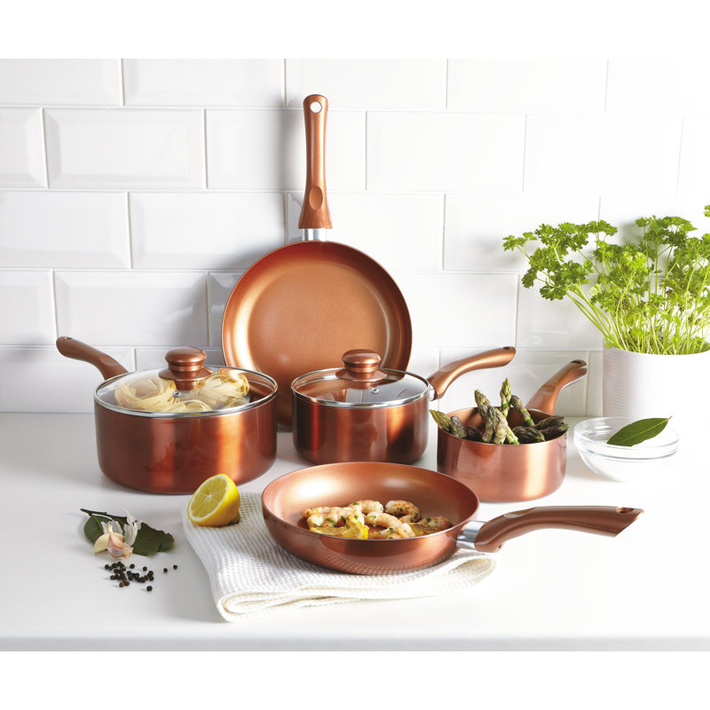 Symple Stuff Dorthea 5 Piece Copper Non Stick Cookware Set & Reviews ...