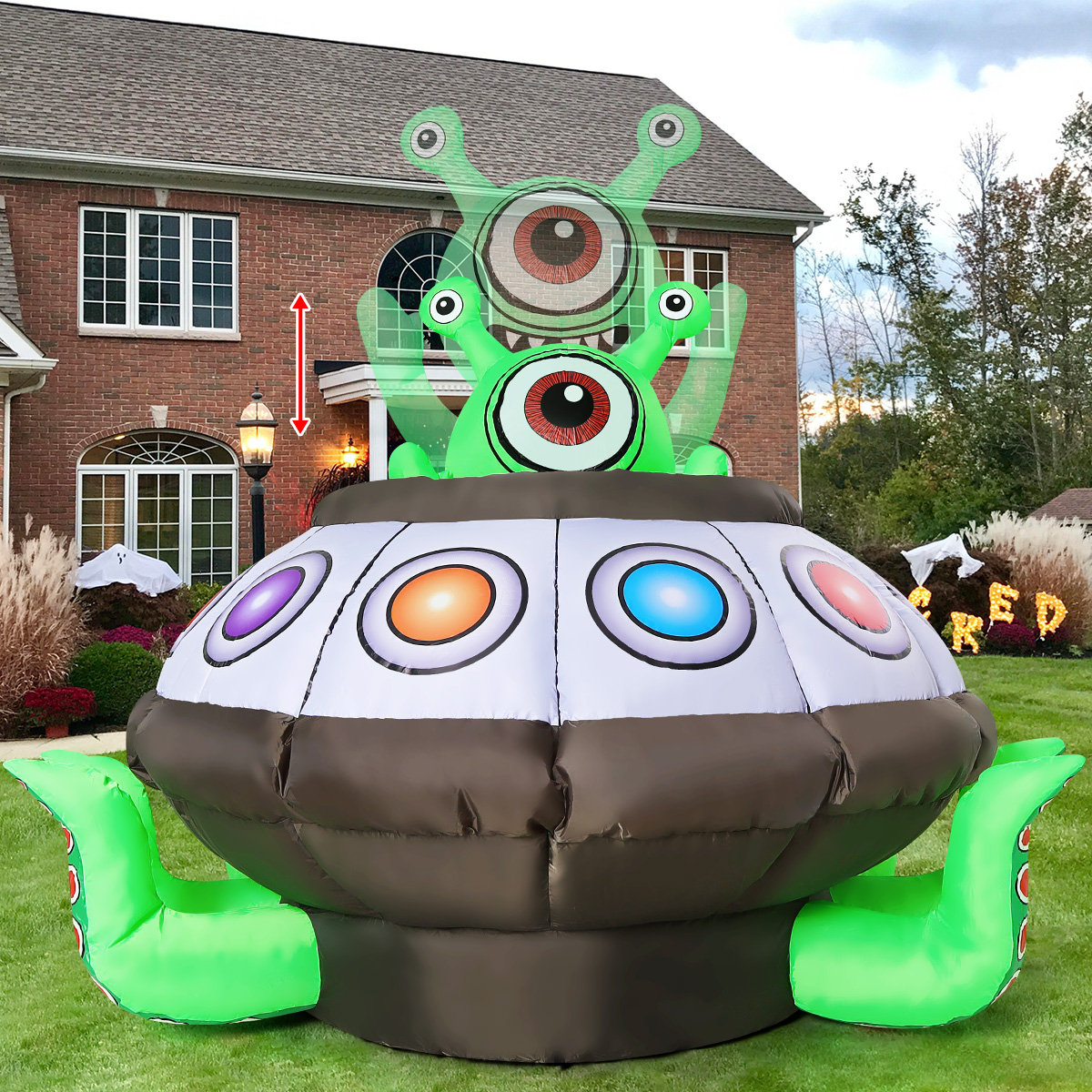 The Holiday Aisle® Halloween Inflatables 5.2 Ft Animated Alien ...