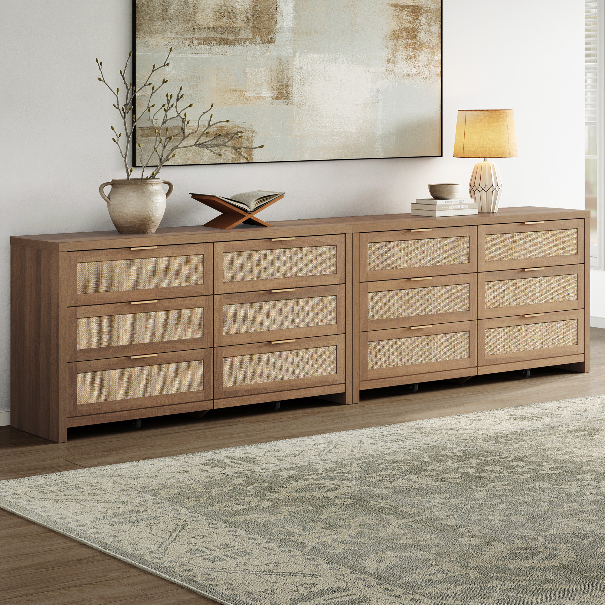 Bay Isle Home™ Rattan 6 Drawer 56.85" Wide Dresser With Ample Storage ...