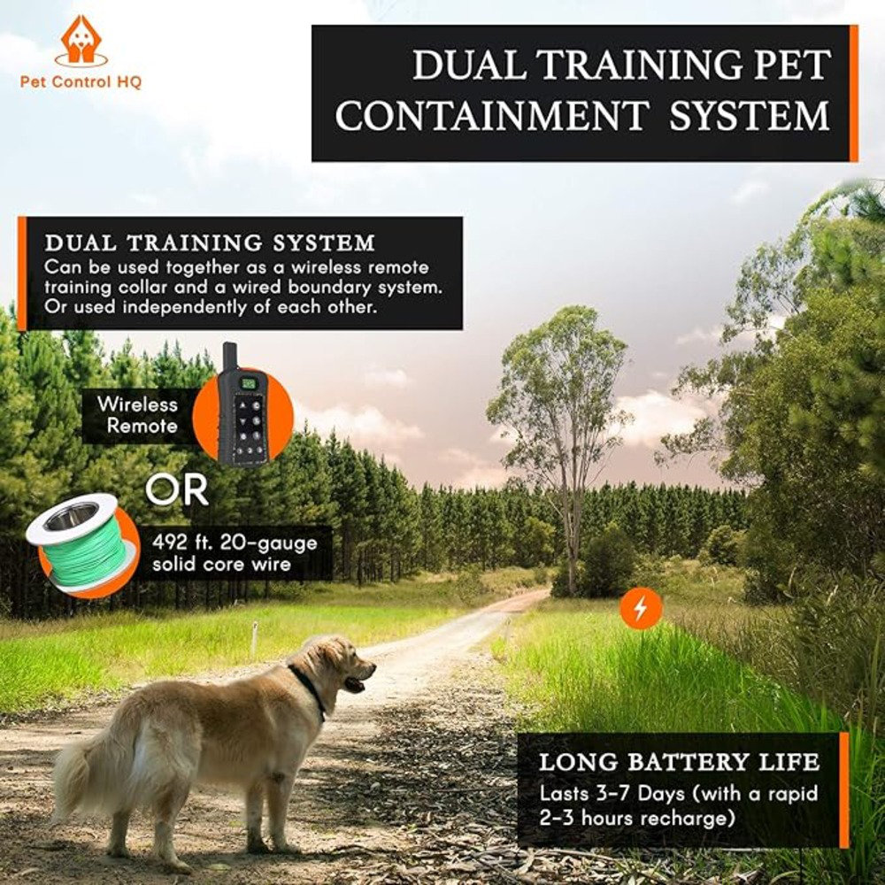 Invenitiah Wireless Dog Fence System - Dog Fence Electric Shock Collar ...