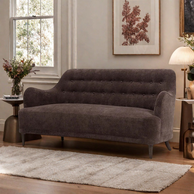 Axis Living Medium Retro Vintage Style Coffee Coloured Sofa | Wayfair