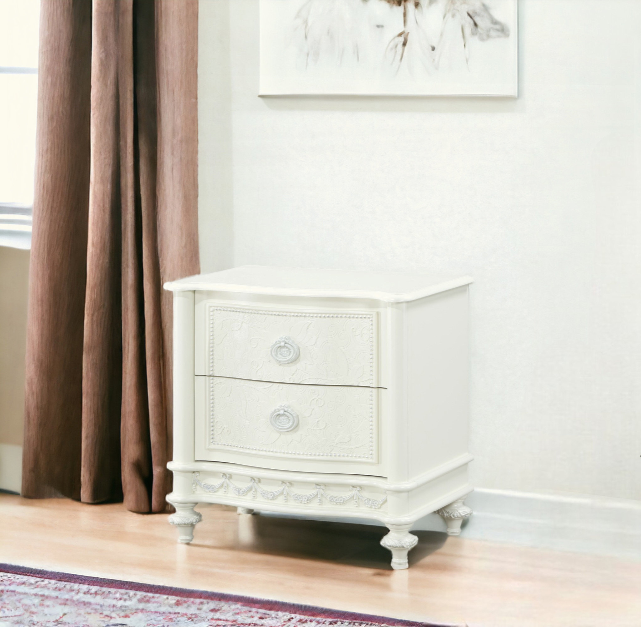 Tech Cube Dorothy Ivory Finish Nightstand W/2 Drawers - Wayfair Canada