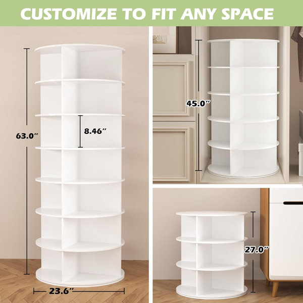 Latitude Run® 7-Tier MDF Rotating Shoe Rack Tower, Free Standing 360 ...