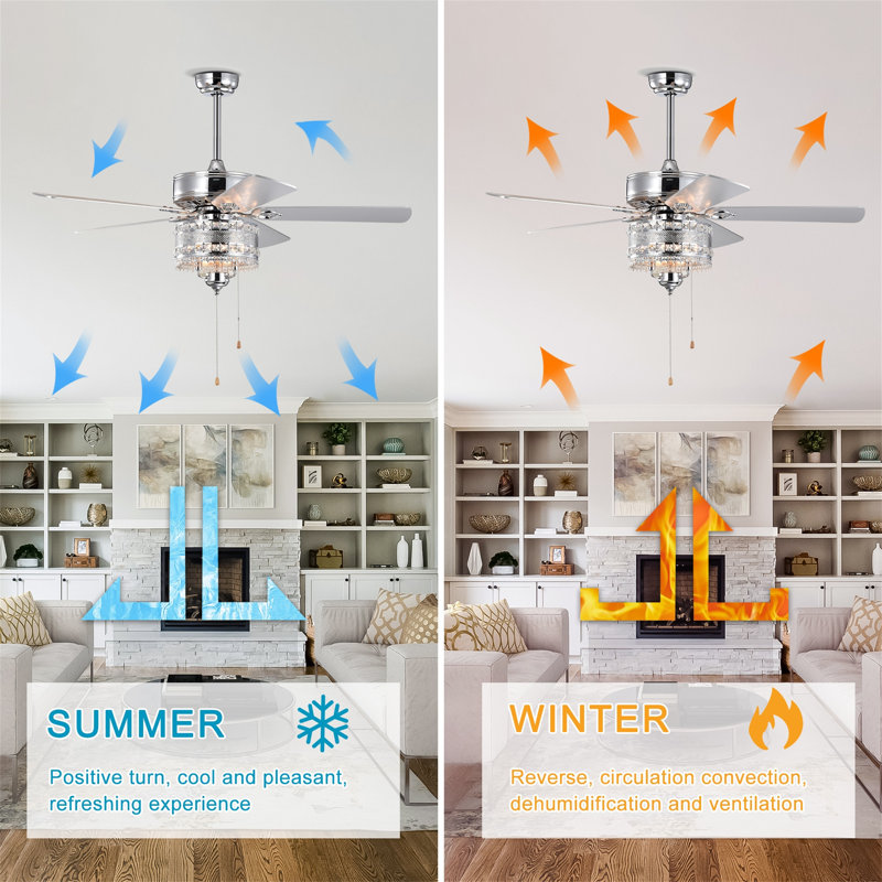 House of Hampton® 52'' modern Crystal Ceiling Fan, Fans | Wayfair