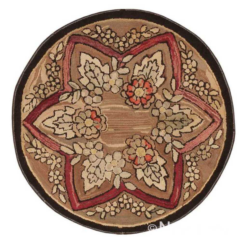 Nazmiyal Collection Small Size Round Antique American Hooked Rug ...