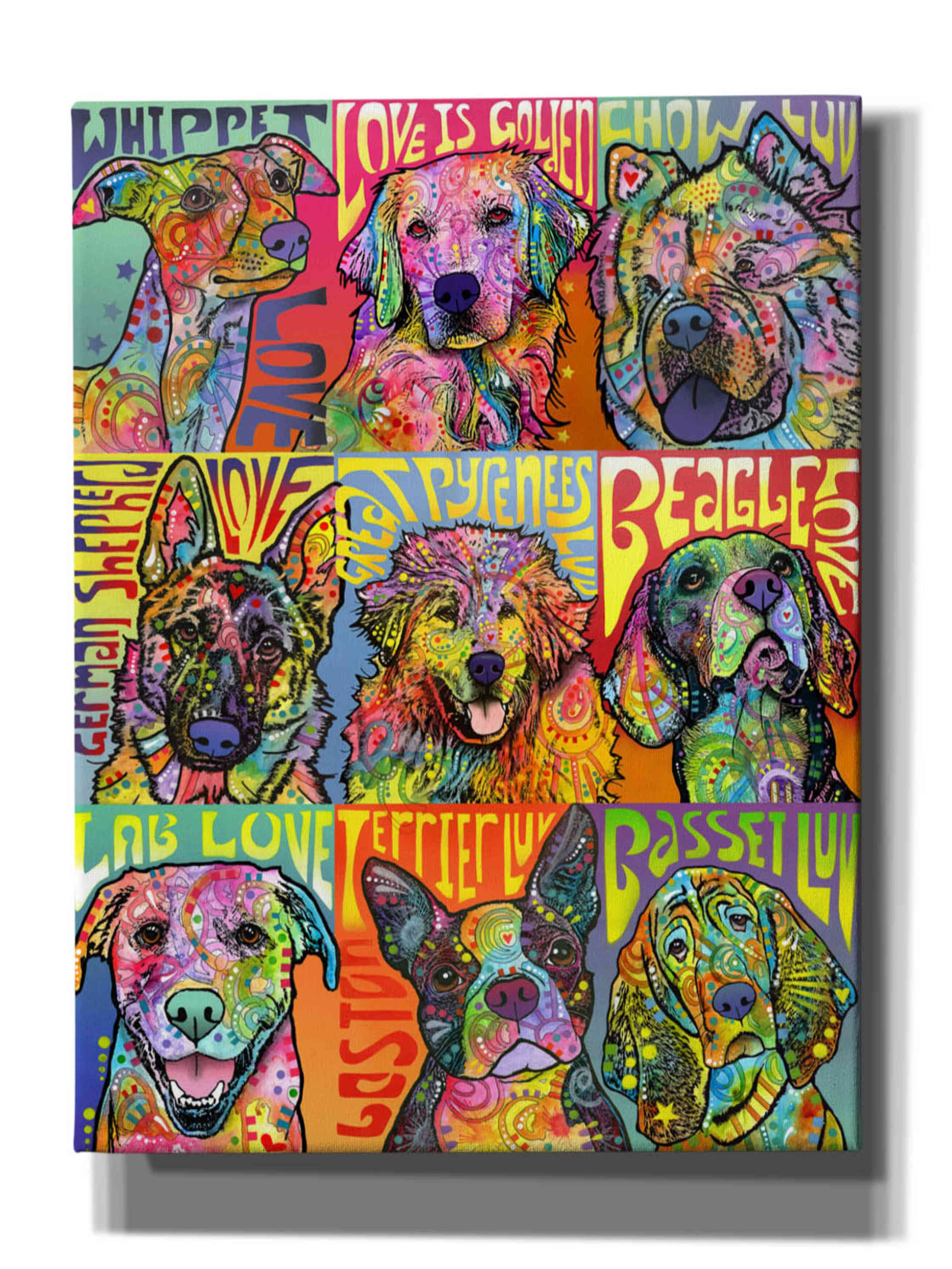 Latitude Run® Nine up of Dogs by Dean Russo - Wrapped Canvas Painting ...