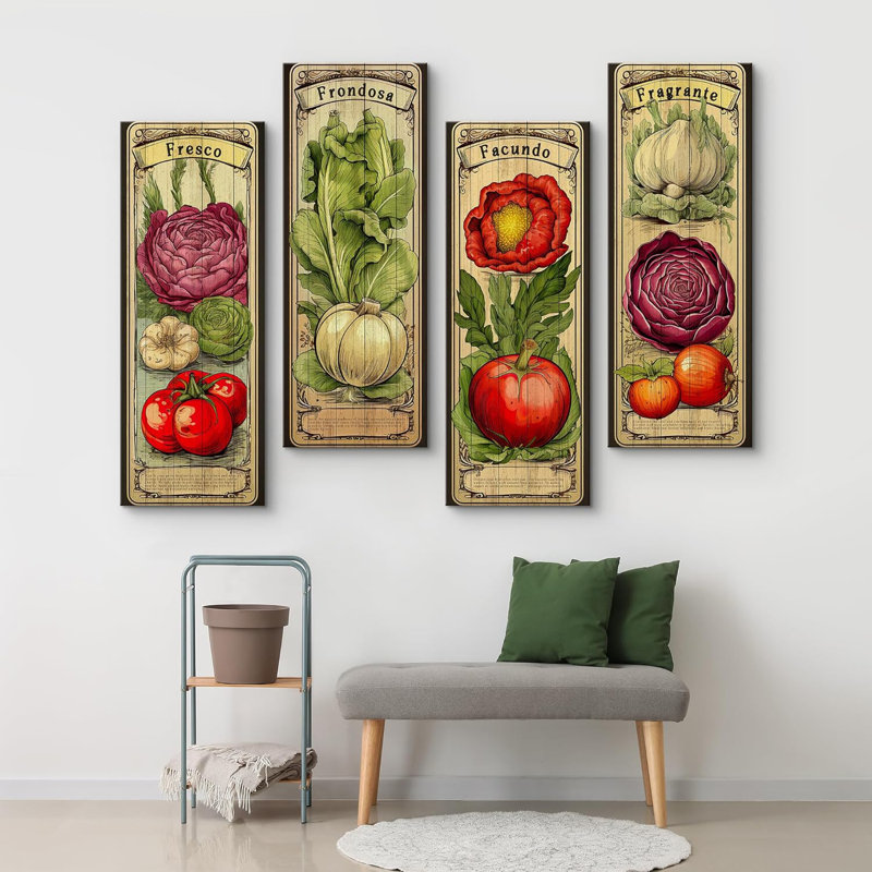 IDEA4WALL Kitchen Food Vintage Green Vegetable Kitchen Decor On Canvas ...