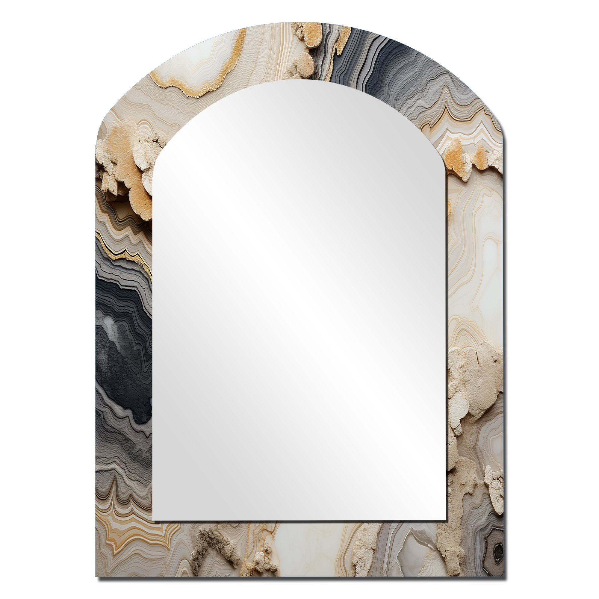 East Urban Home Orange Minimalism Stone Geode - Modern Arch Wall Mirror ...