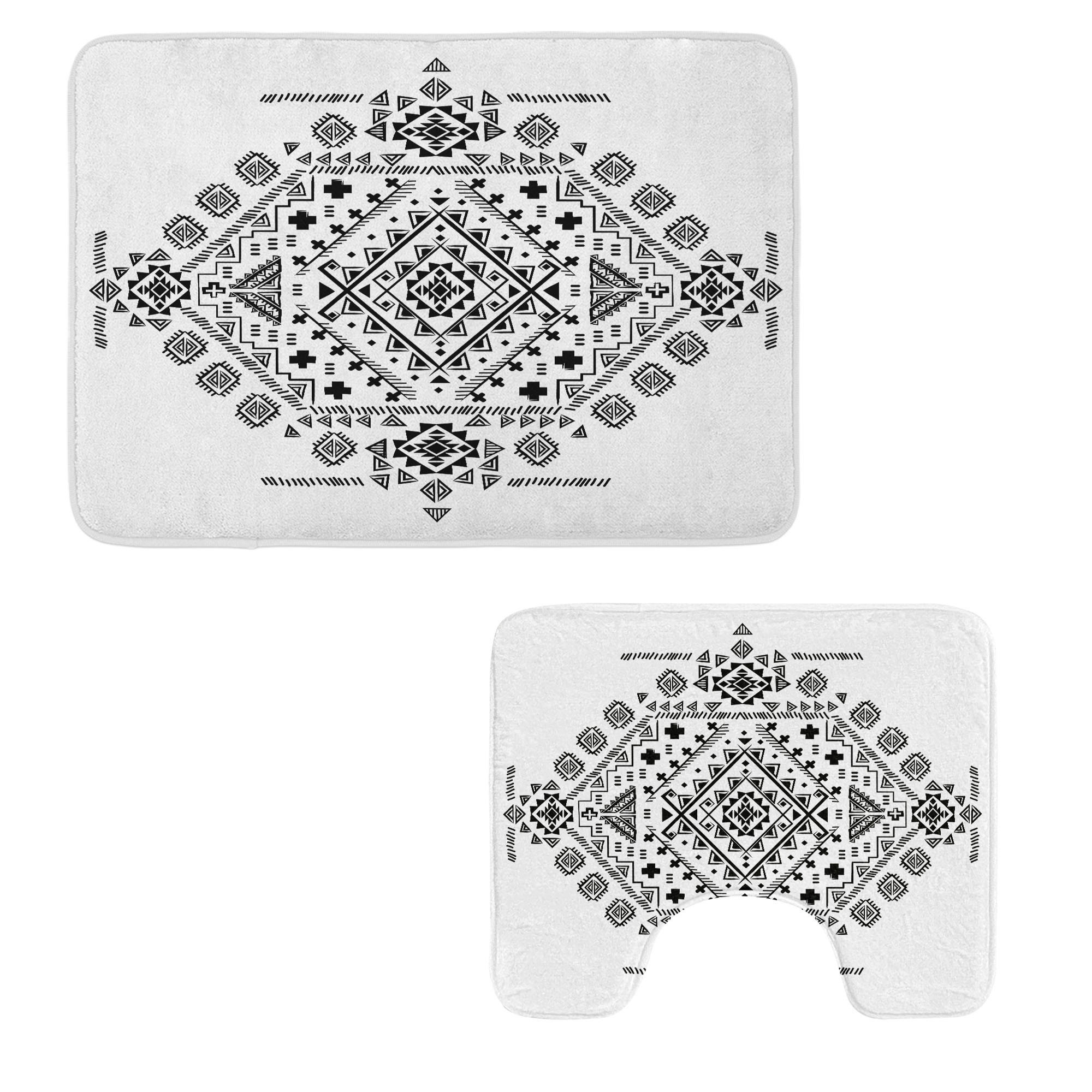 Dakota Fields Tribal Bathroom Rug Set 2 Pieces Rectangle & Contour Mats ...