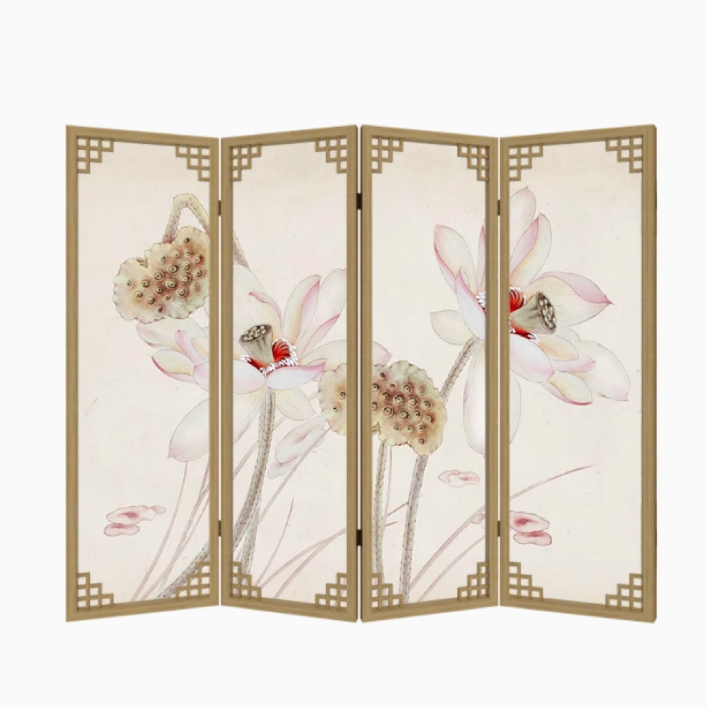 Sleek Surface Designs Elegant Lotus Fold Screen | Wayfair