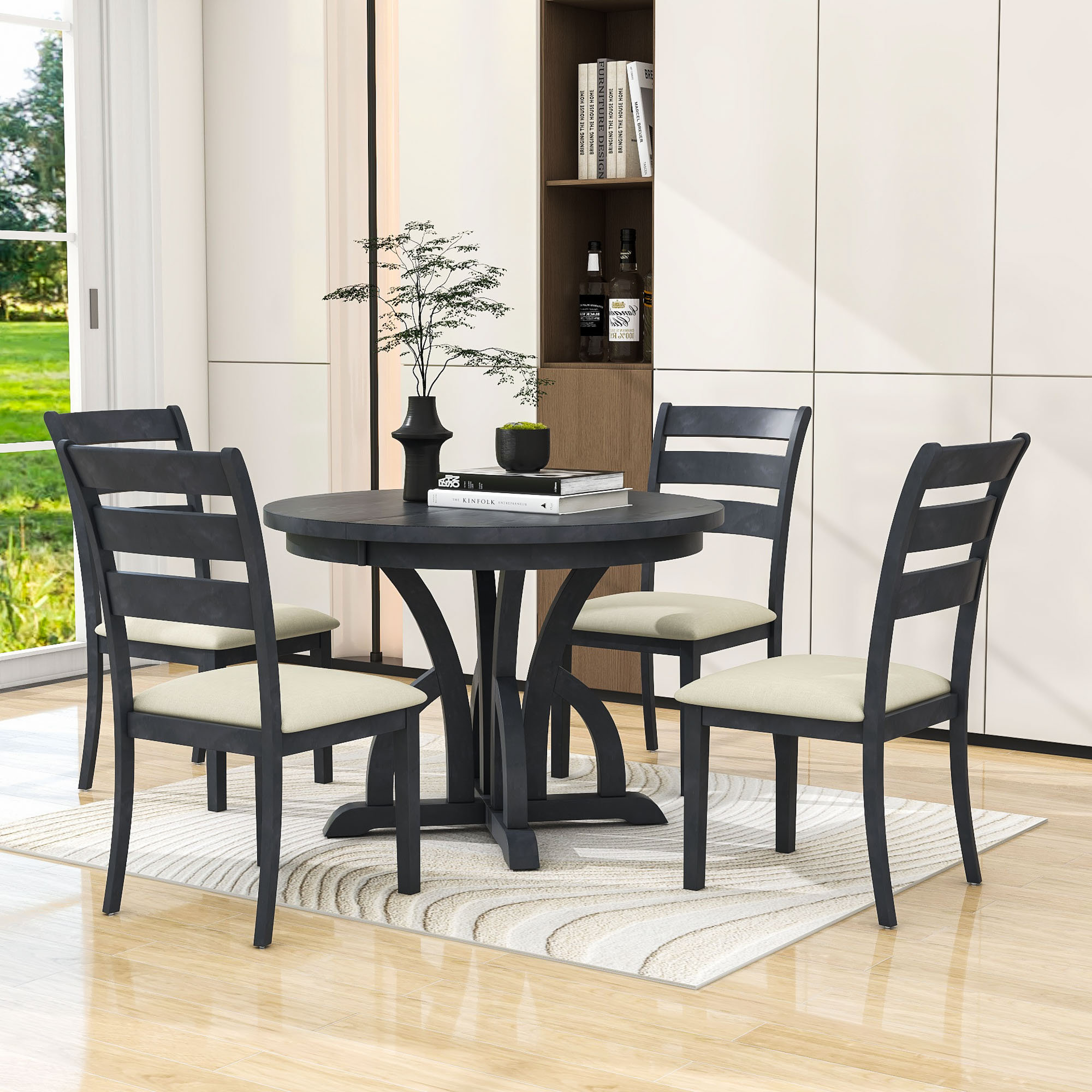 Rosalind Wheeler Callisa 5-Piece Dining Table Set with 4 Upholstered ...