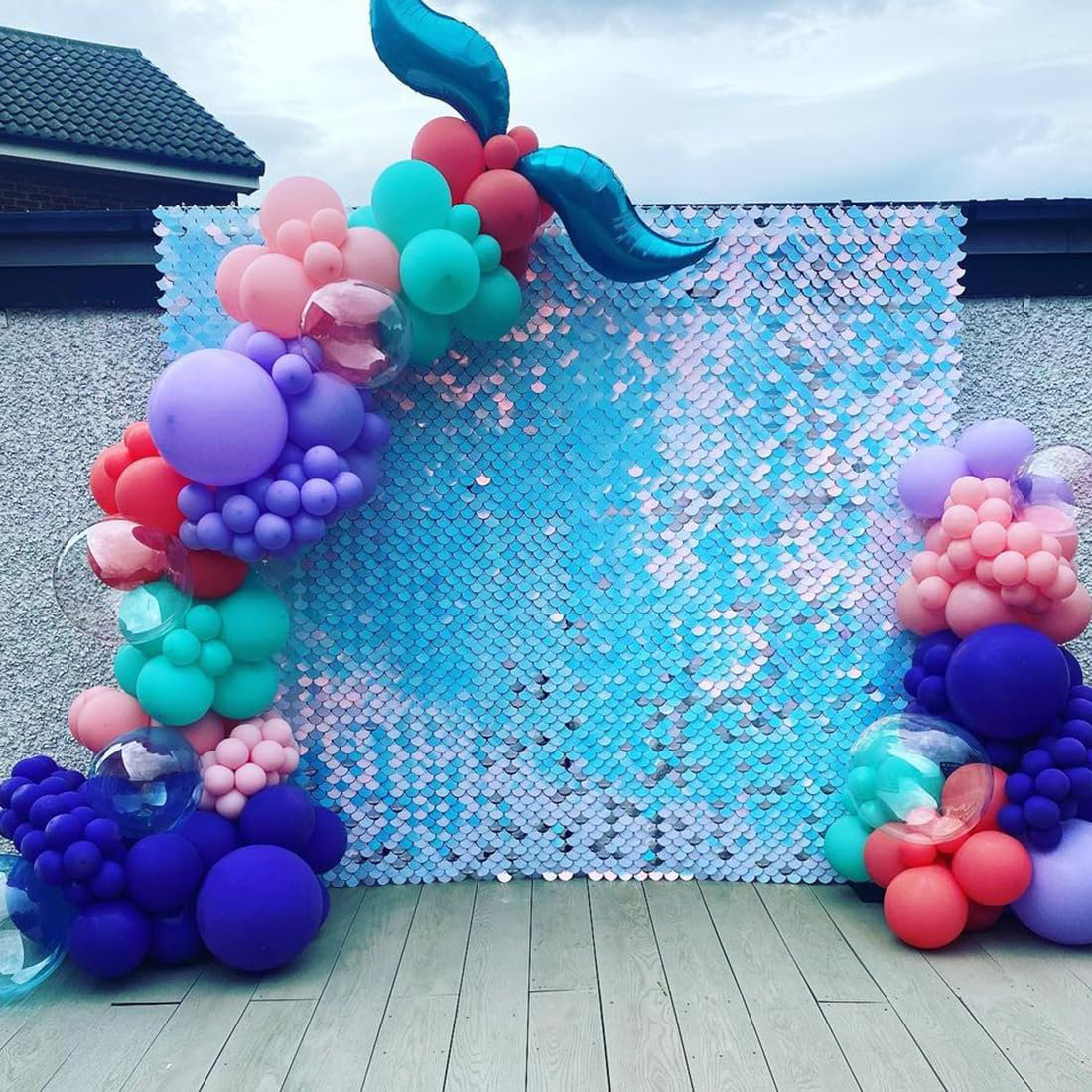 The Party Aisle™ Shimmer Wall Backdrop Mermaid Panel - Glitter Panels ...