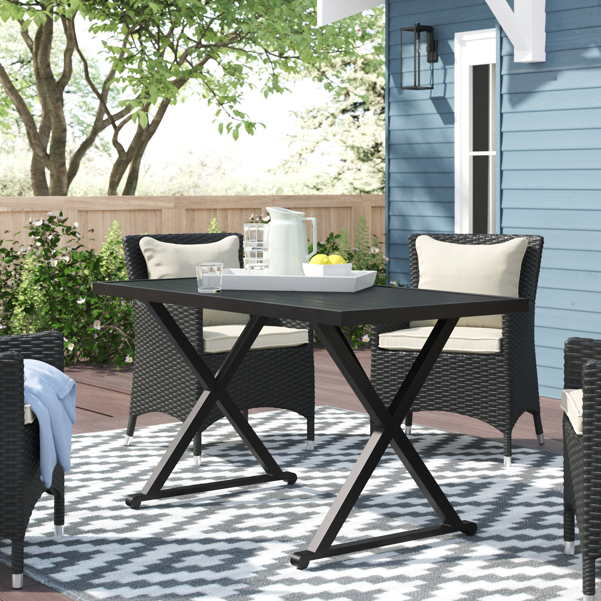 Lark Manor™ Alphild Rectangular Metal Dining Table for 4 Person ...