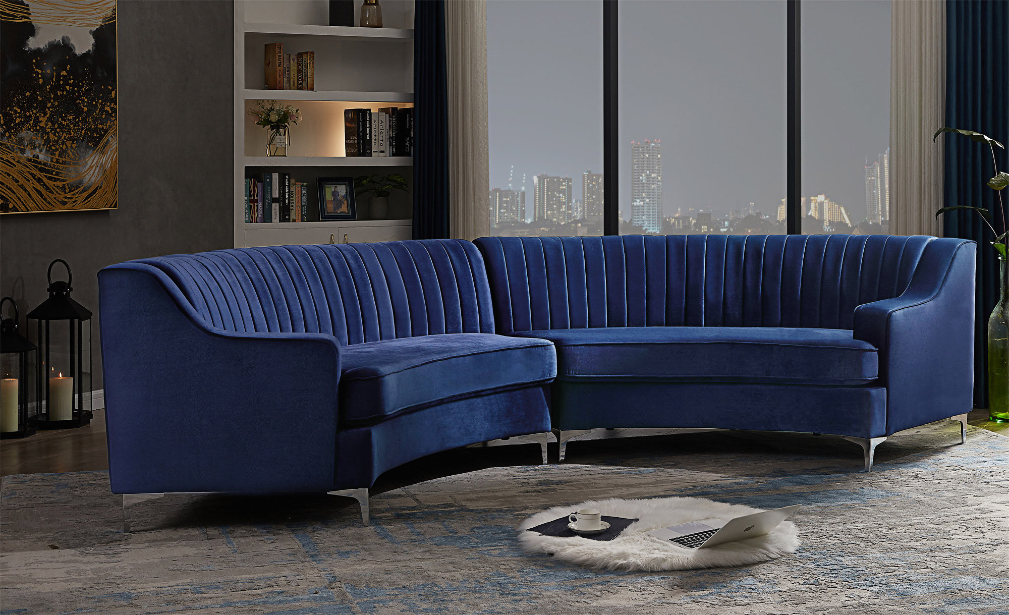 Mercer41 Dalaya Velvet Sofa,Sofas,couch,Upholstered Sofa,Velvet Curved ...