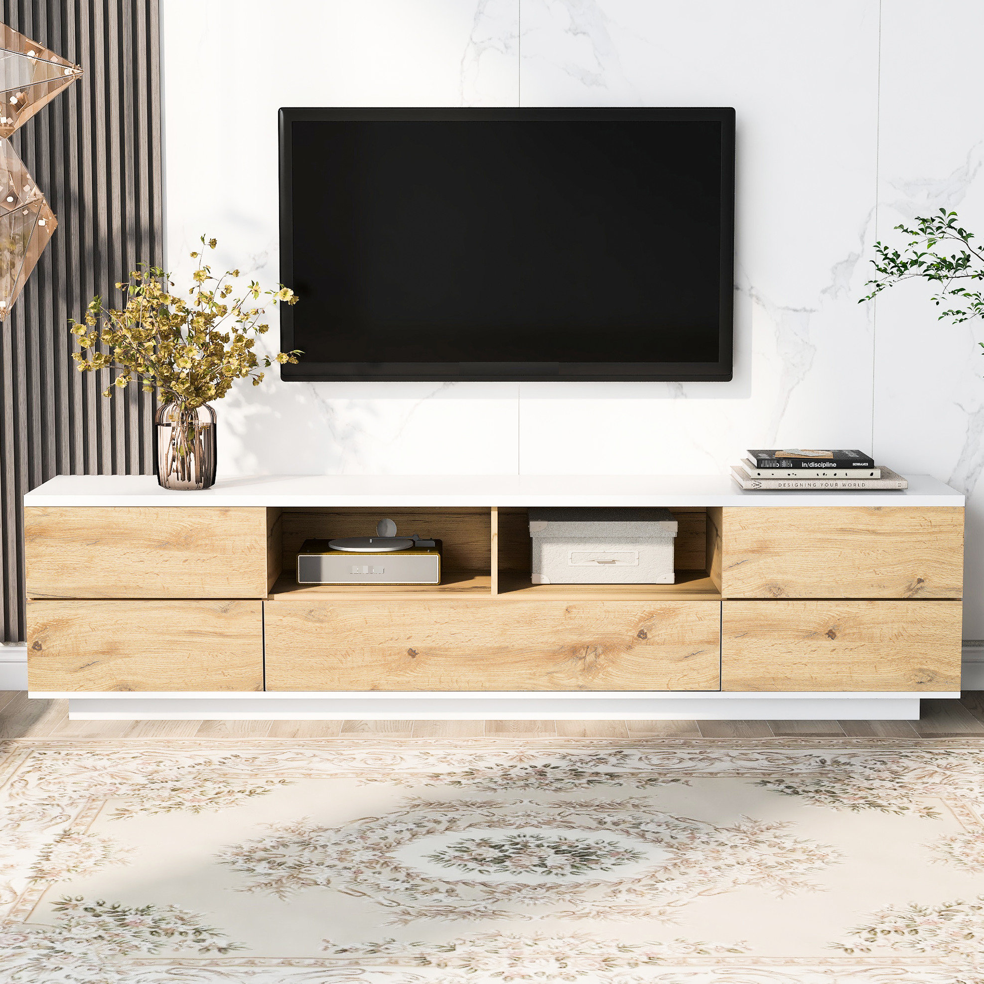 Latitude Run® 80" Tv Stand With Construction And Multi-Functional ...