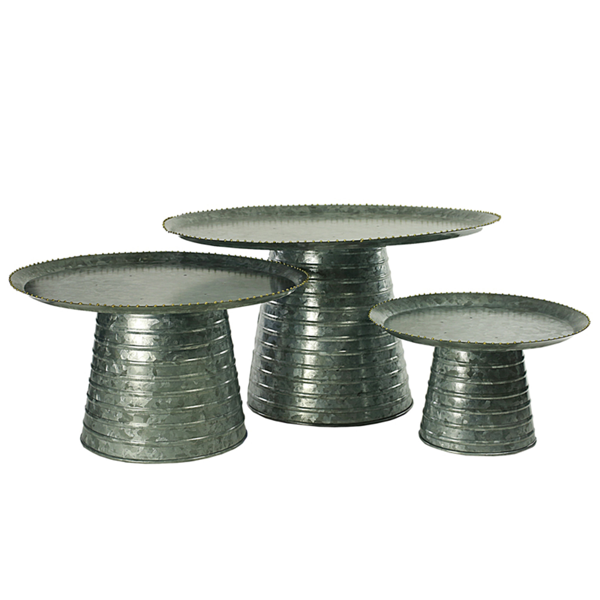 Gracie Oaks Articia 3PC GALVANIZED CAKE STAND | Wayfair