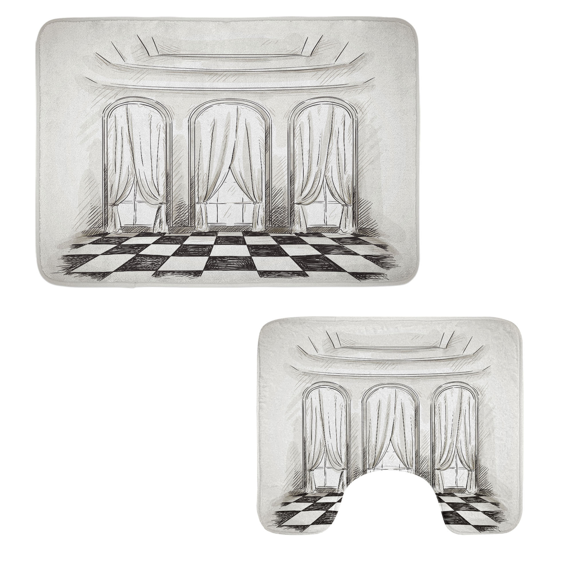 East Urban Home Sketch Bathroom Rug Set 2 Pieces Rectangle & Contour ...