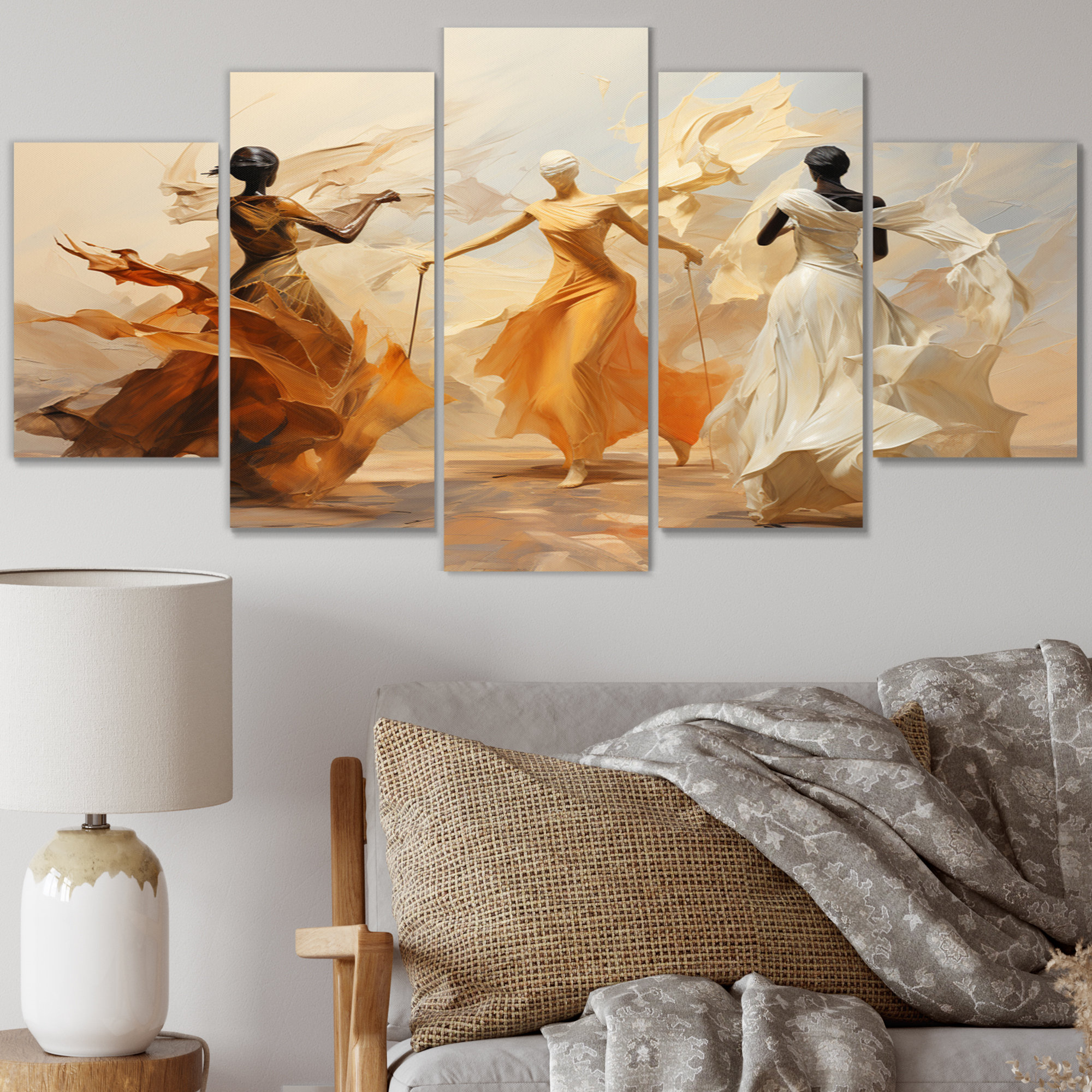 House of Hampton Yellow And White Dance Woman Ensemble I - Dance Wall ...