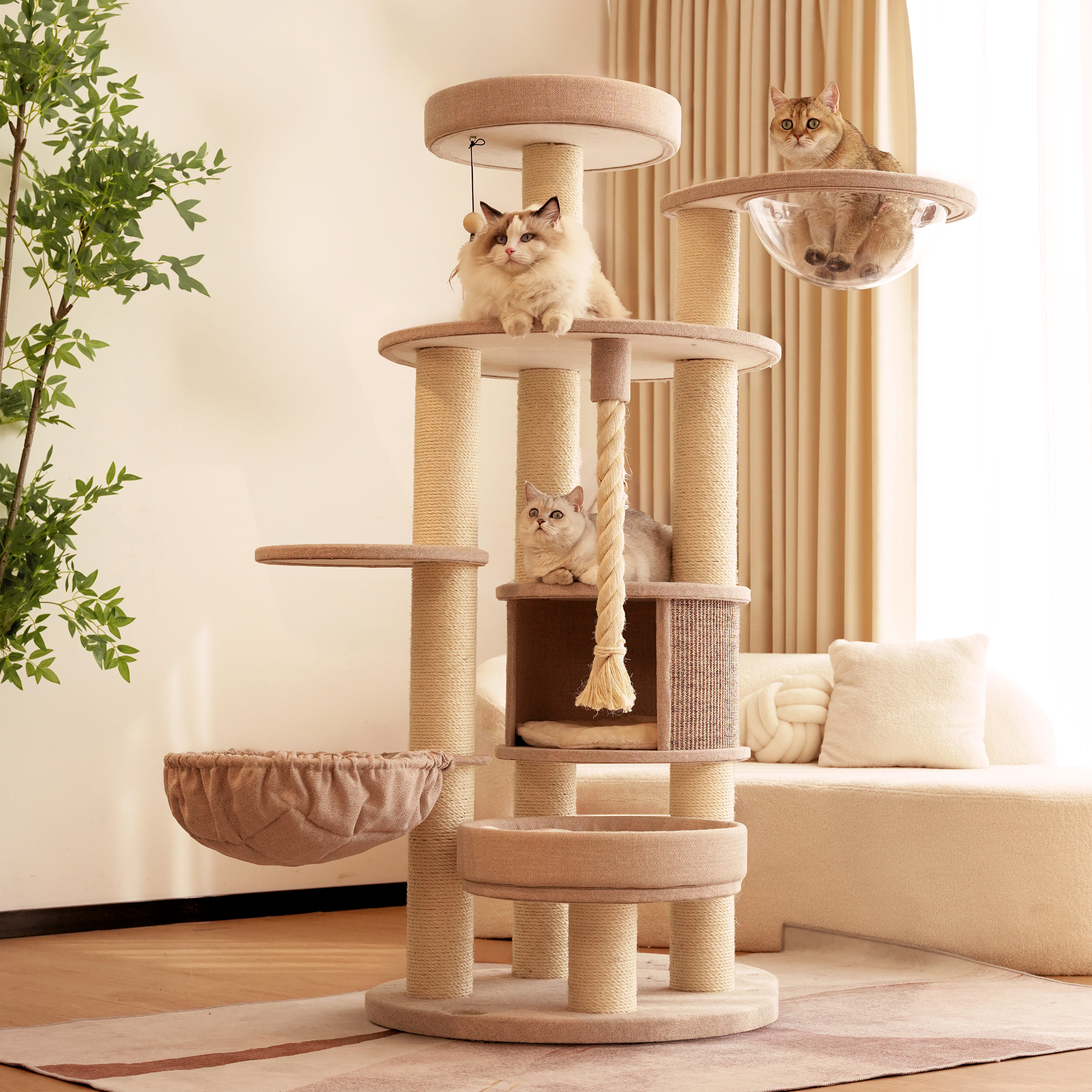 Sopapets Modern 65''H Extra Large Multi-Function Cat Tree for Big Cats ...