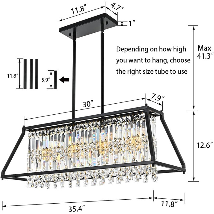 Mercer41 Arjunveer 4 - Light Dimmable Square / Rectangle Chandelier ...