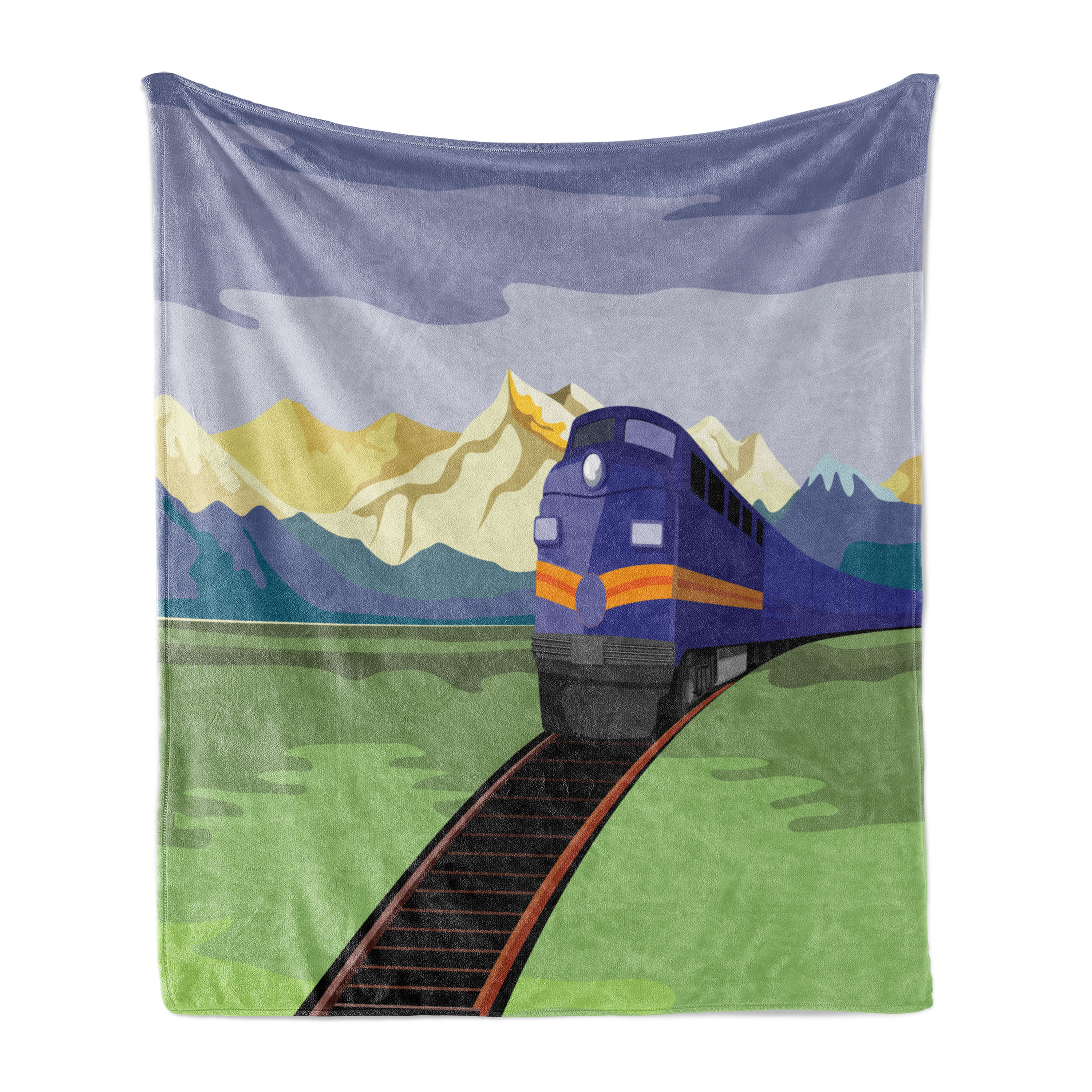 Ambesonne Railroad Fleece Throw Blanket Rural Country Train Design ...