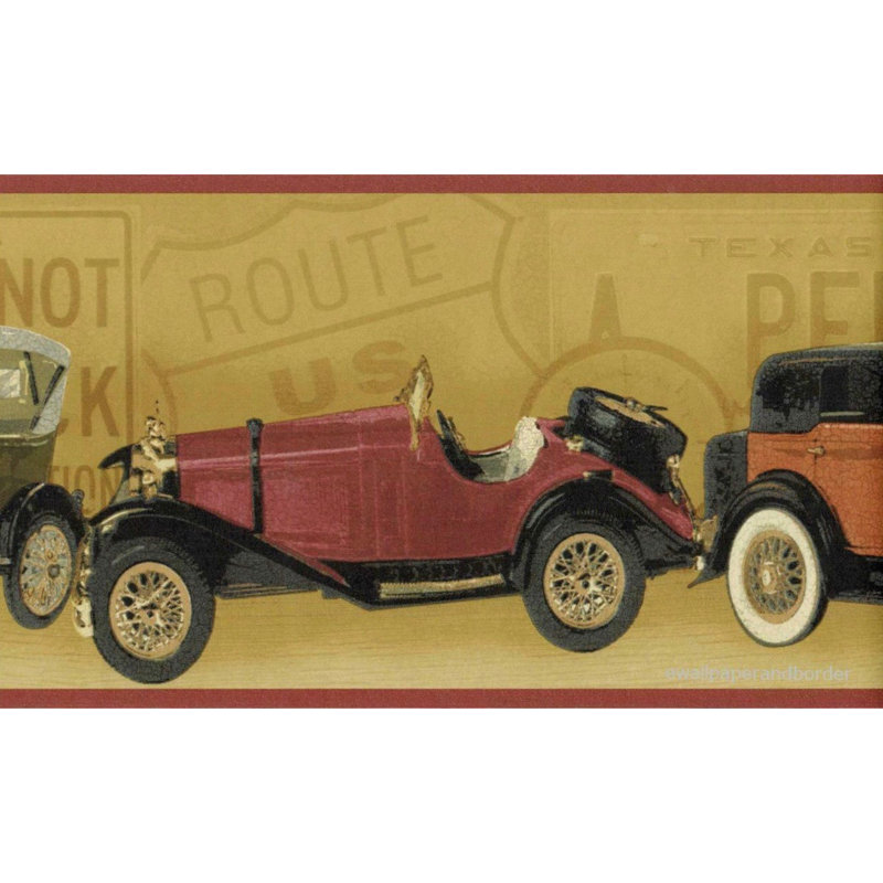 August Grove® Azaleea Vintage Car Border | Wayfair