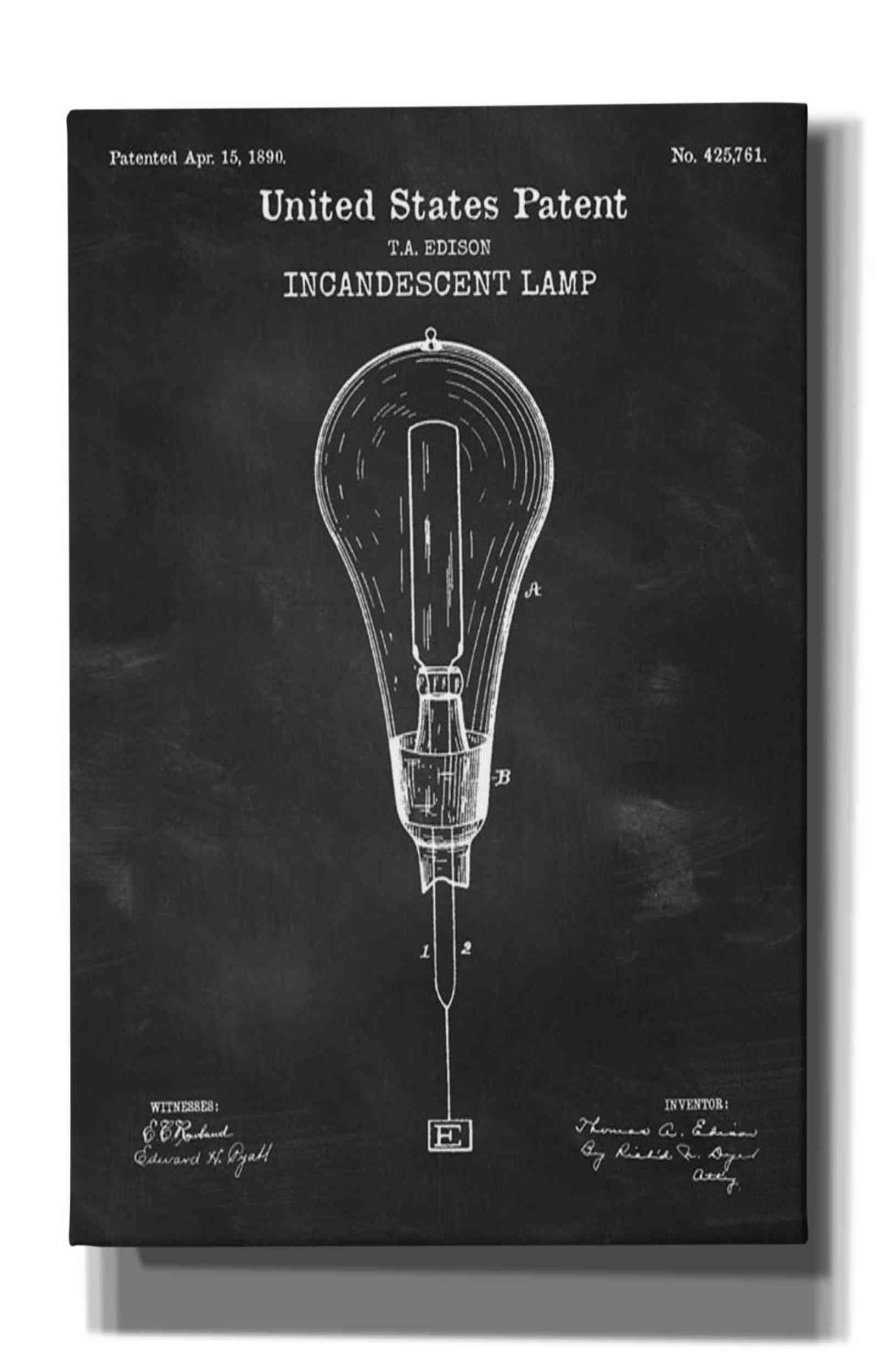 17 Stories "Incandescent Lamp Blueprint Patent Chalkboard Giclee Canvas ...