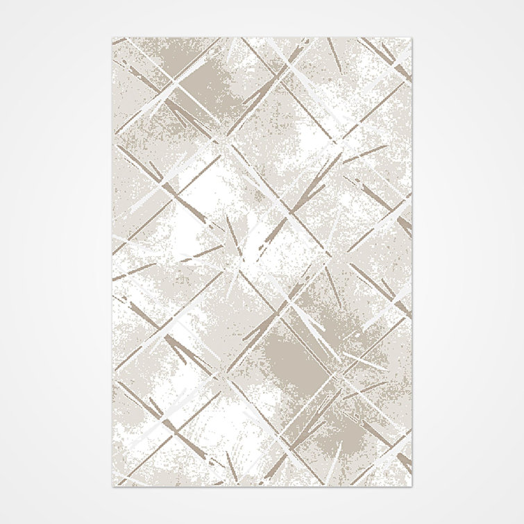 Ebern Designs Oaklyn Cream Striped Acrylic Machine Made Rug | Wayfair.co.uk