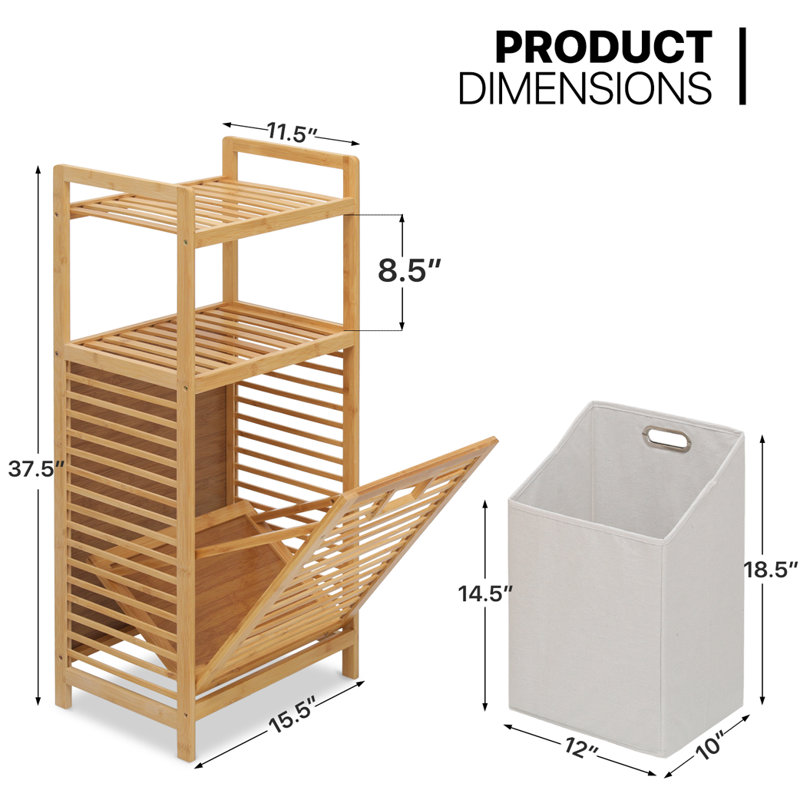 MoNiBloom Tilt-Out Laundry Hamper Bamboo Freestanding Clothes Basket ...