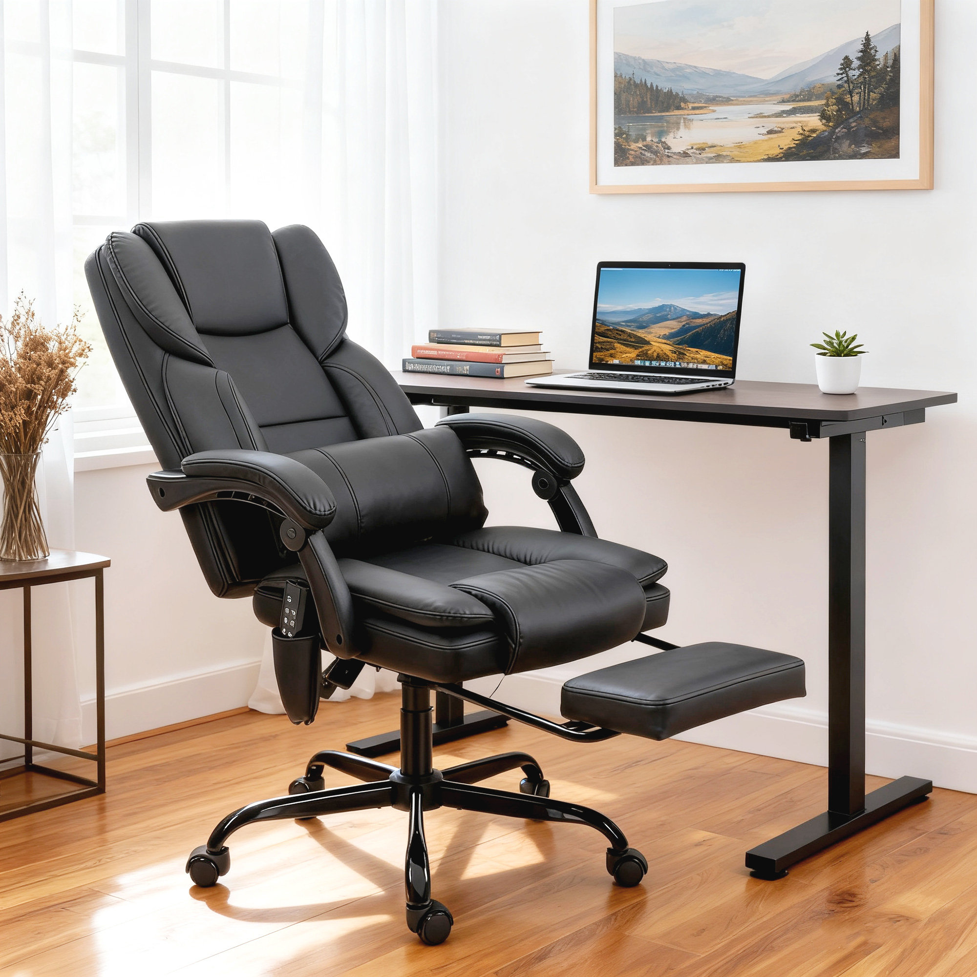 Red Barrel Studio® Office Chair with Massage, Reclining Desk Chair ...