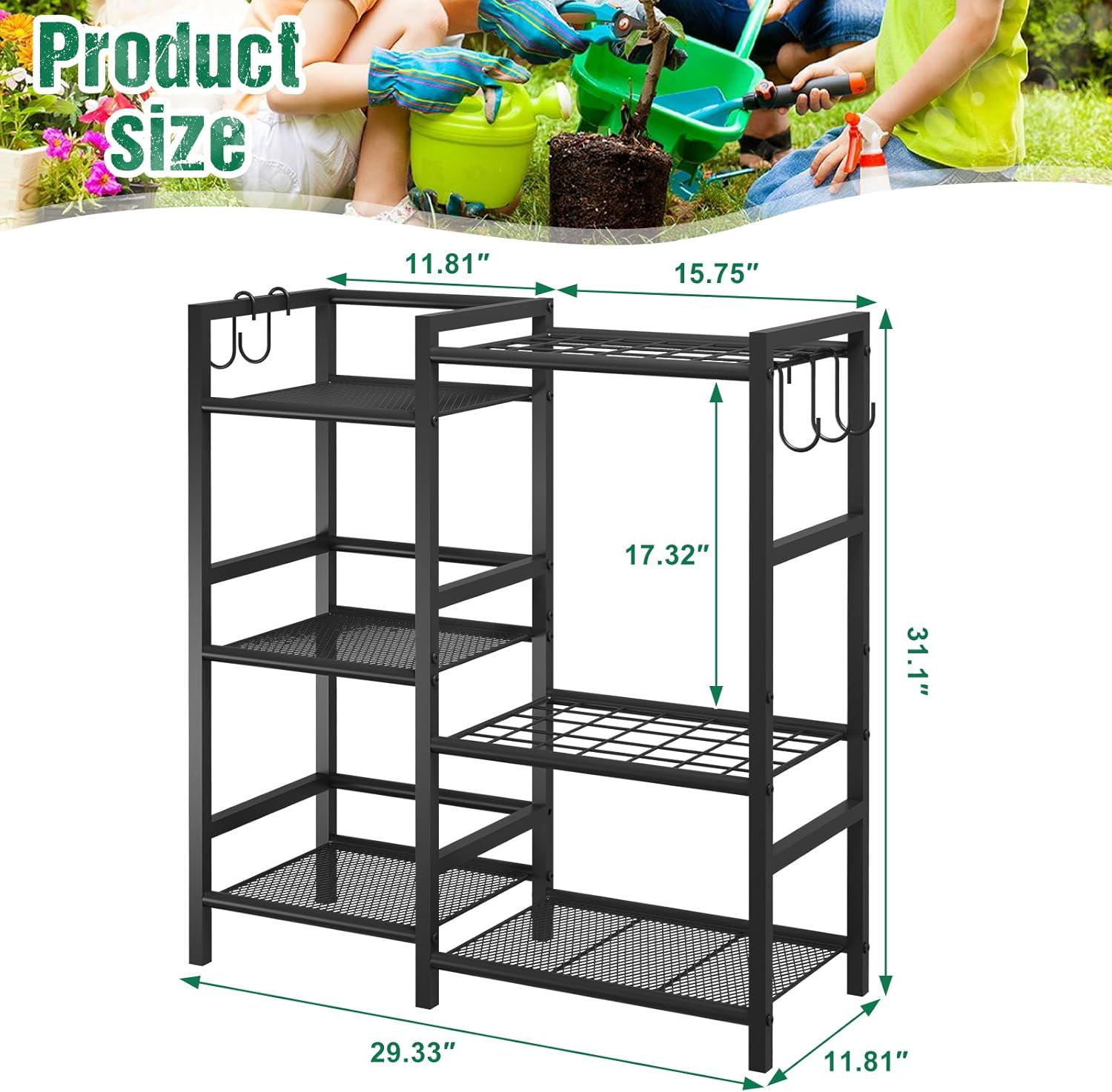 17 Stories Garden Tool Organizer For Garage Organization, 3 Tier Yard ...