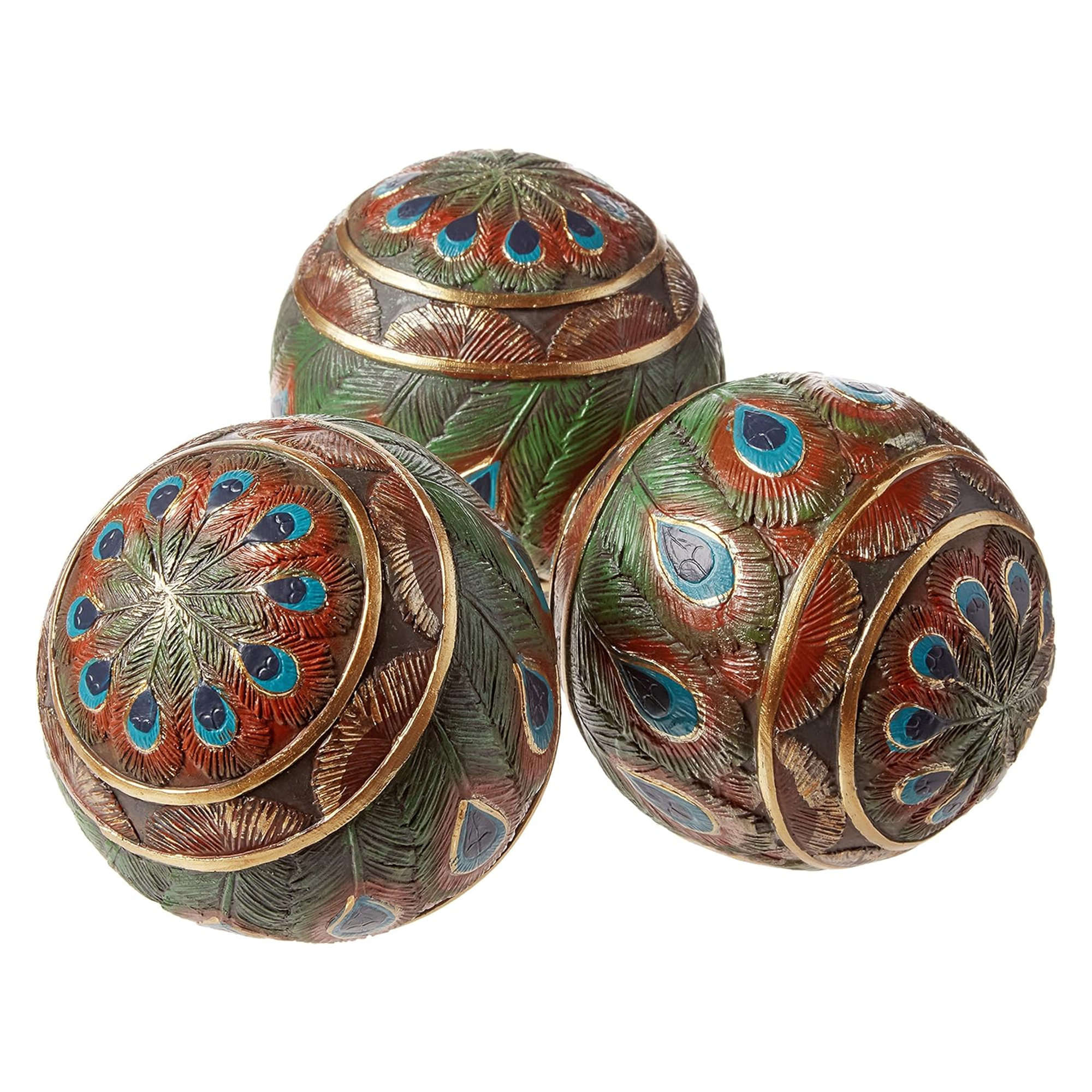 Bungalow Rose Feathered Orbs Decorative Accent Balls | Wayfair