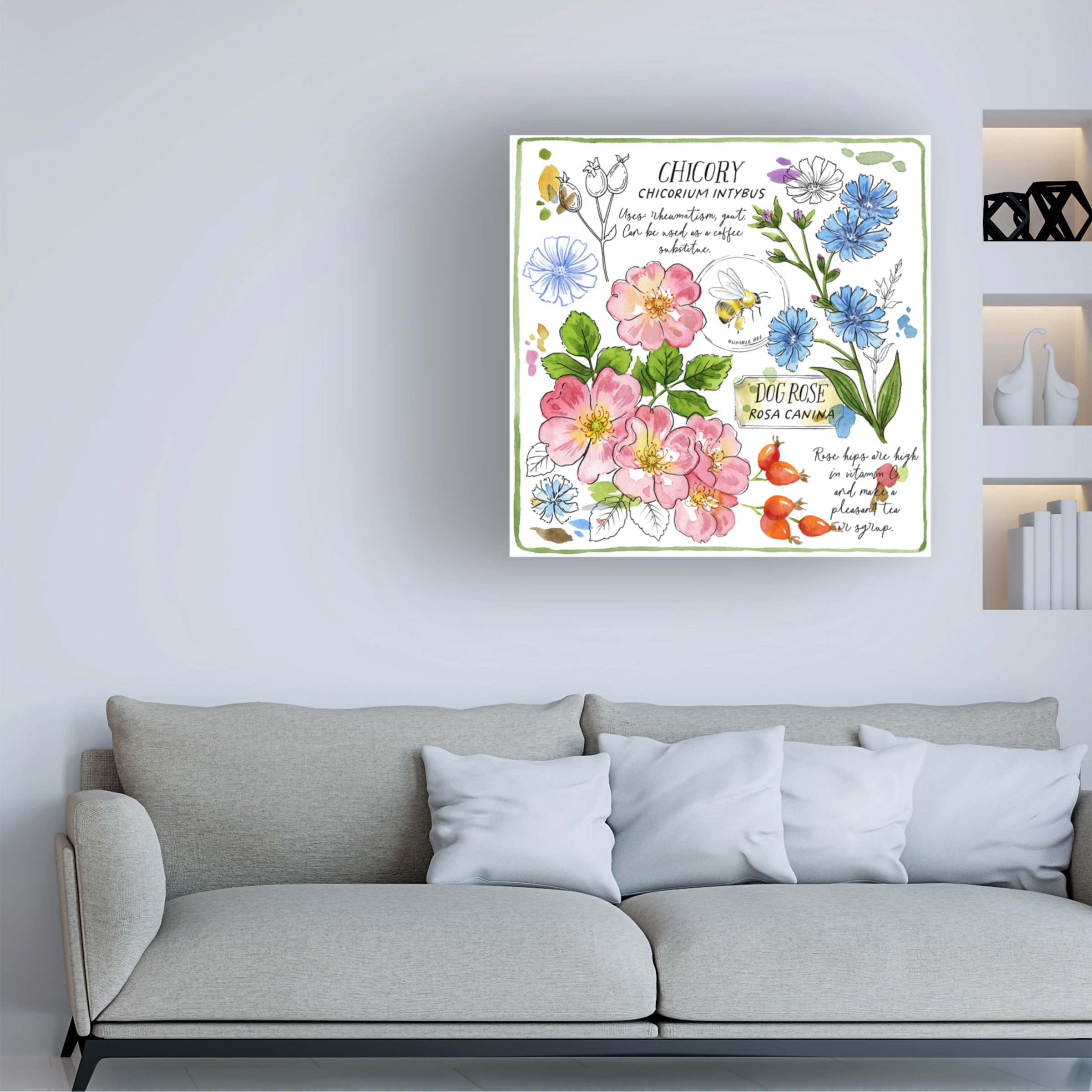 Rosalind Wheeler Jane Maday Chicory And Rosehip Canvas Wall Art | Wayfair