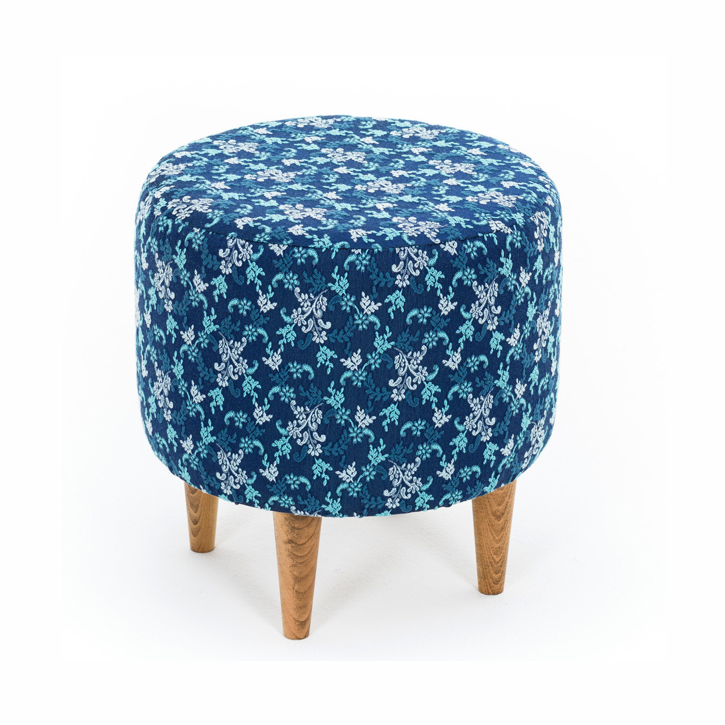 East Urban Home Westhampton 15.7" Wide Velvet Round Floral Footstool ...