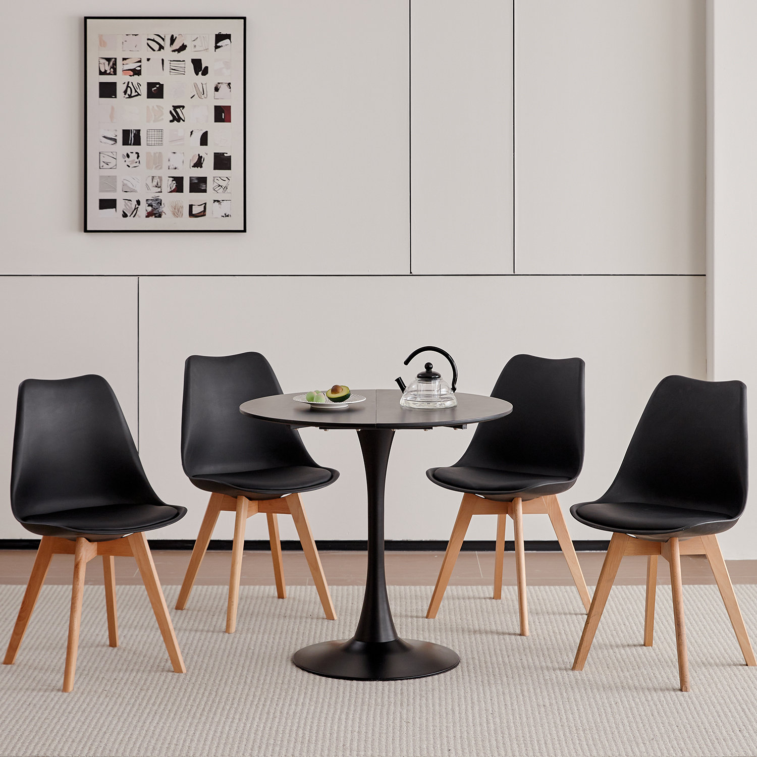 George Oliver Modern Dining Table - Tulipround Table - Black - For ...
