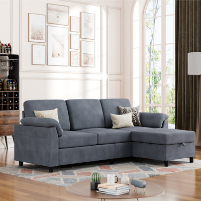 Ebern Designs Leionna 78" Reversible Upholstered Sectional Sofa with ...
