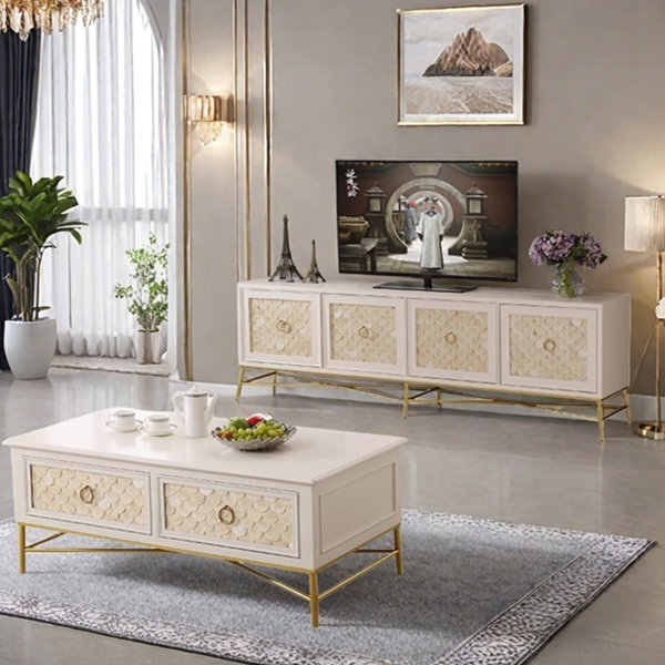 Wu's StylishVault Light luxury coffee table TV cabinet combination ...
