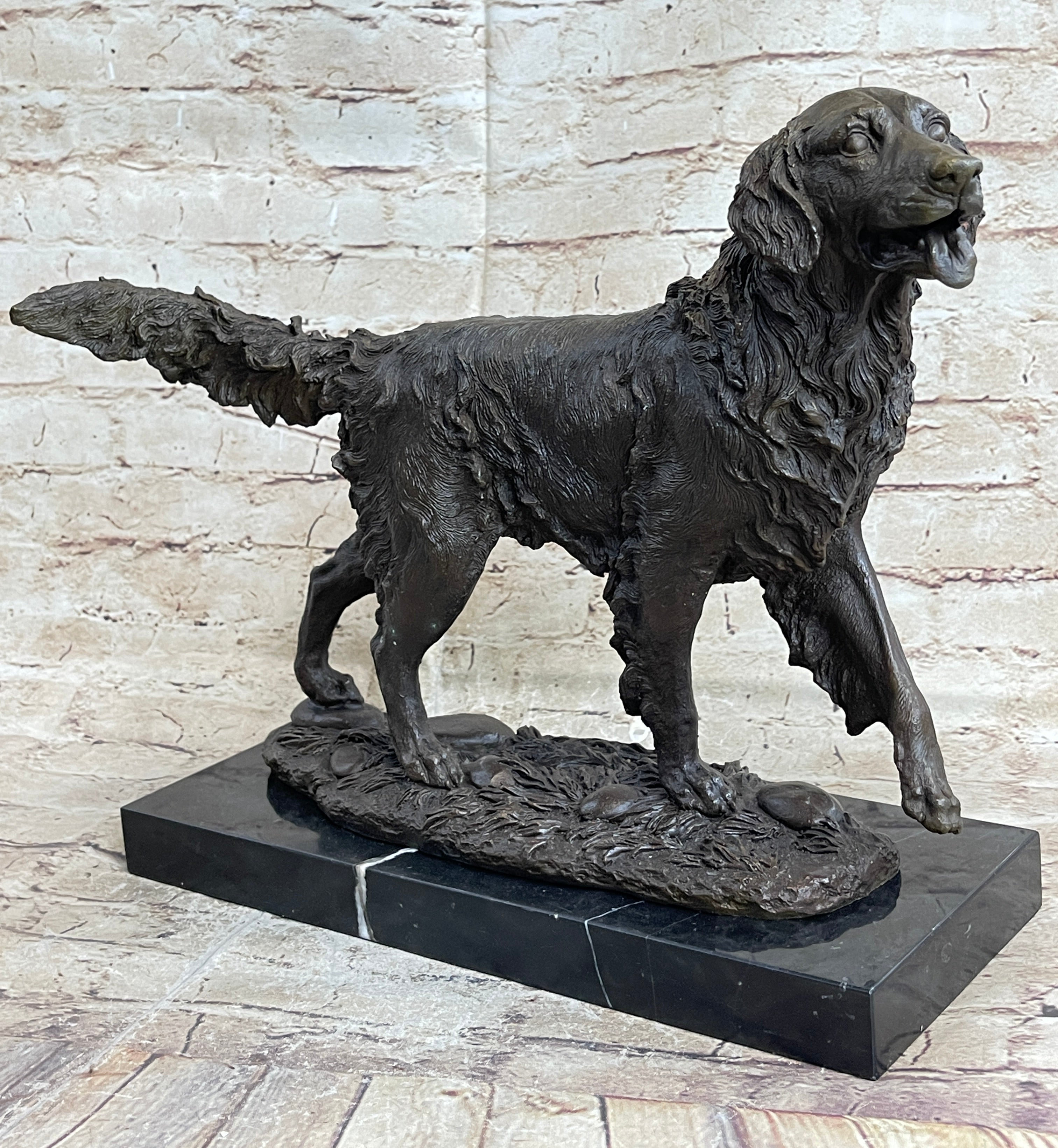 Wildon Home® Golden Retriever Show Trial Bronze Marble Base Dog Statue ...