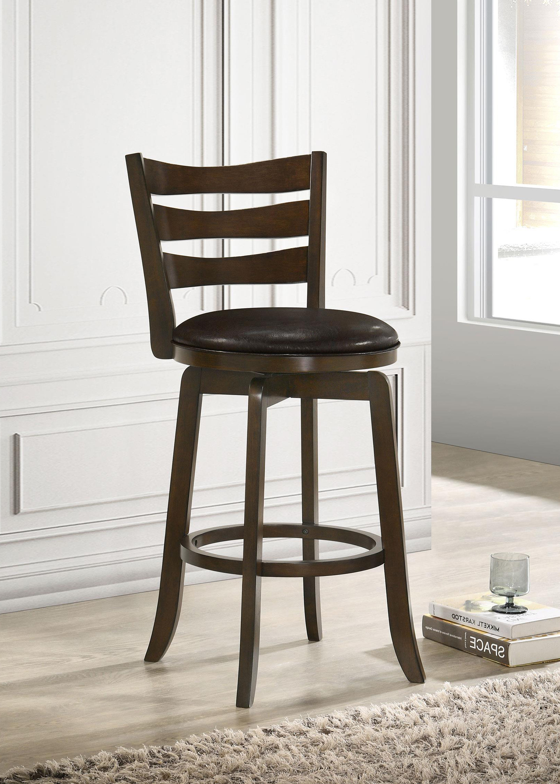 Red Barrel Studio® Wood Pub Height Swivel Bar Chair Dark Brown | Wayfair