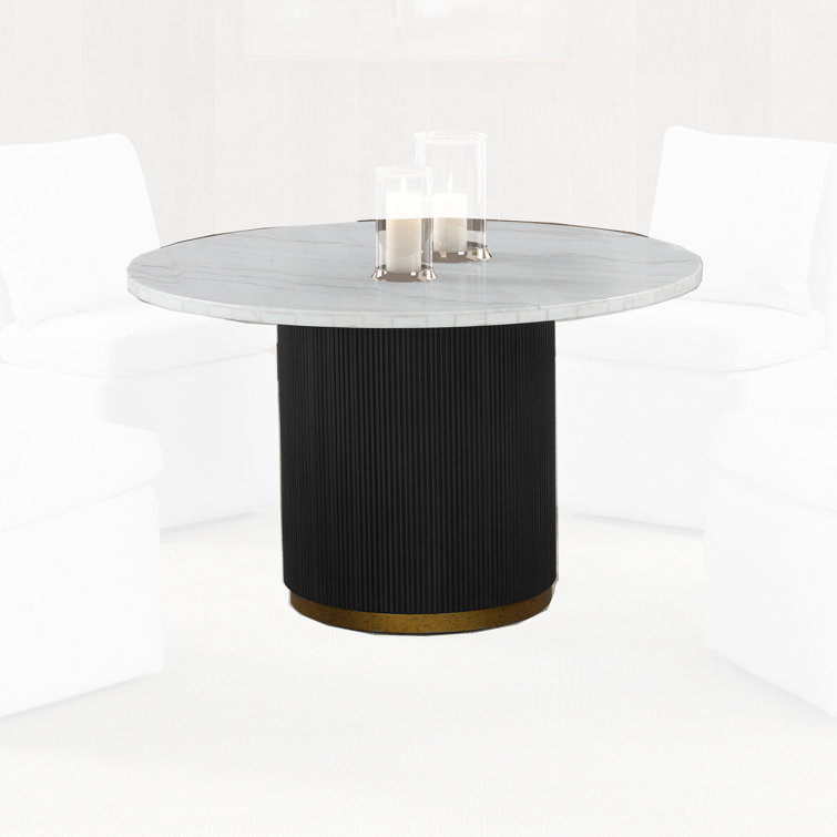 Ebern Designs Wessel Marble Top Round Dining Table | Wayfair